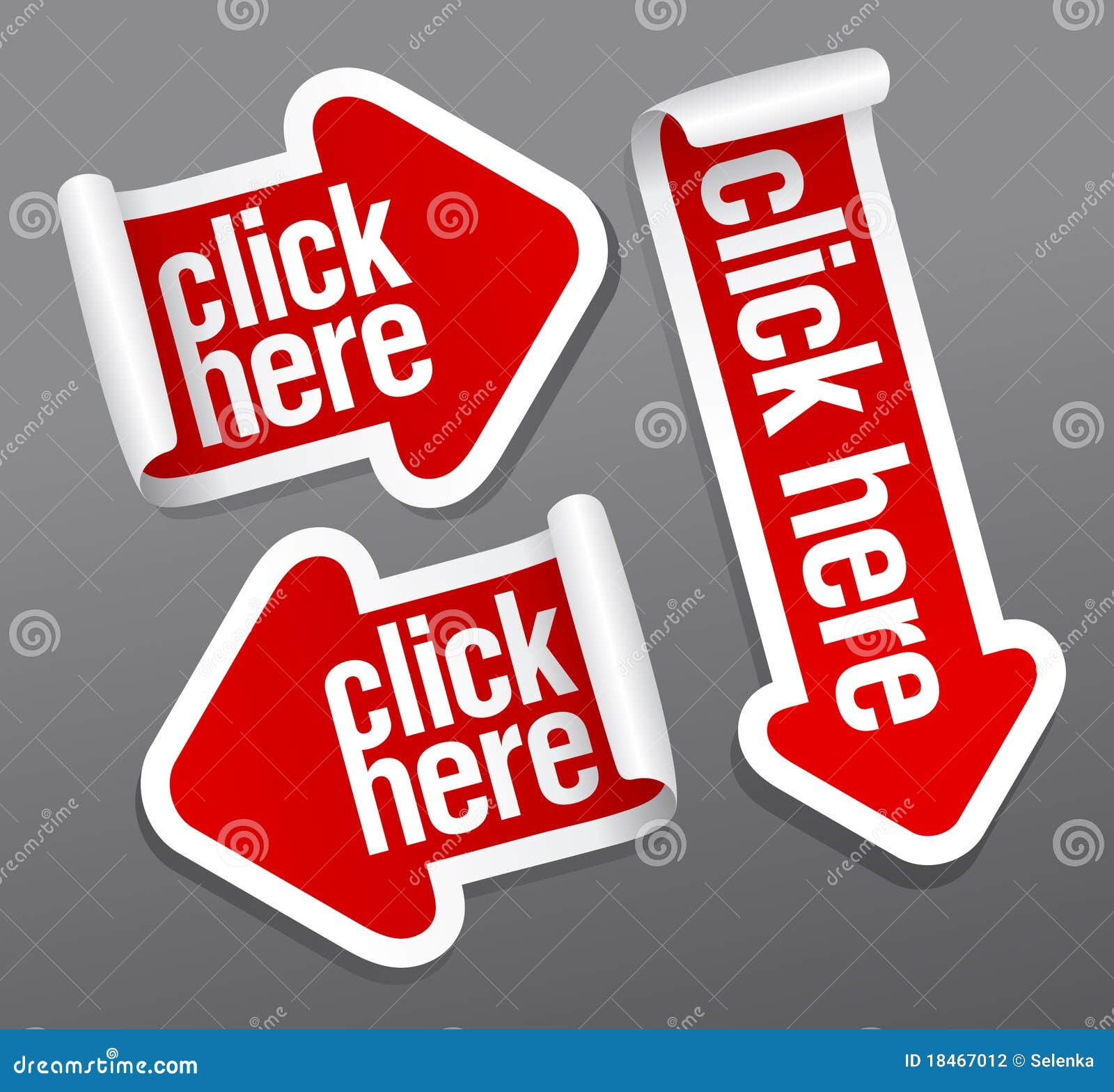 Click here stickers stock vector. Illustration of clickable - 18467012