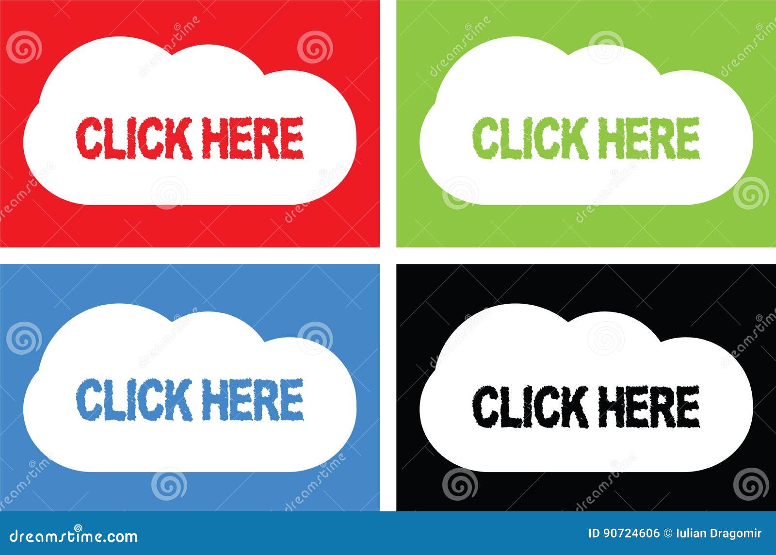 CLICK HERE Text, on Cloud Bubble Sign. Stock Illustration ...