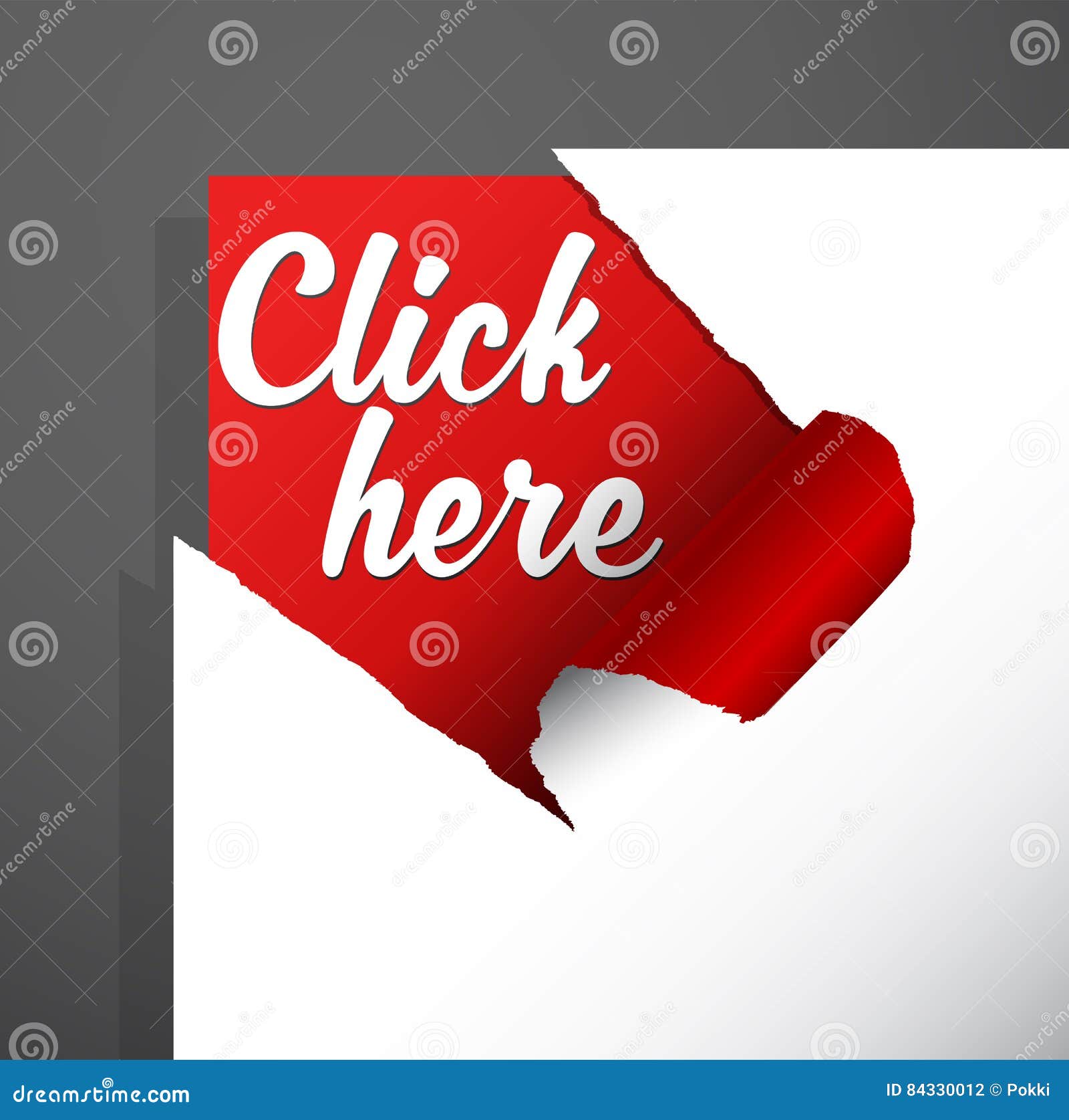 `Click Here` Text Uncovered from Torn Paper Corner. Stock Illustration ...
