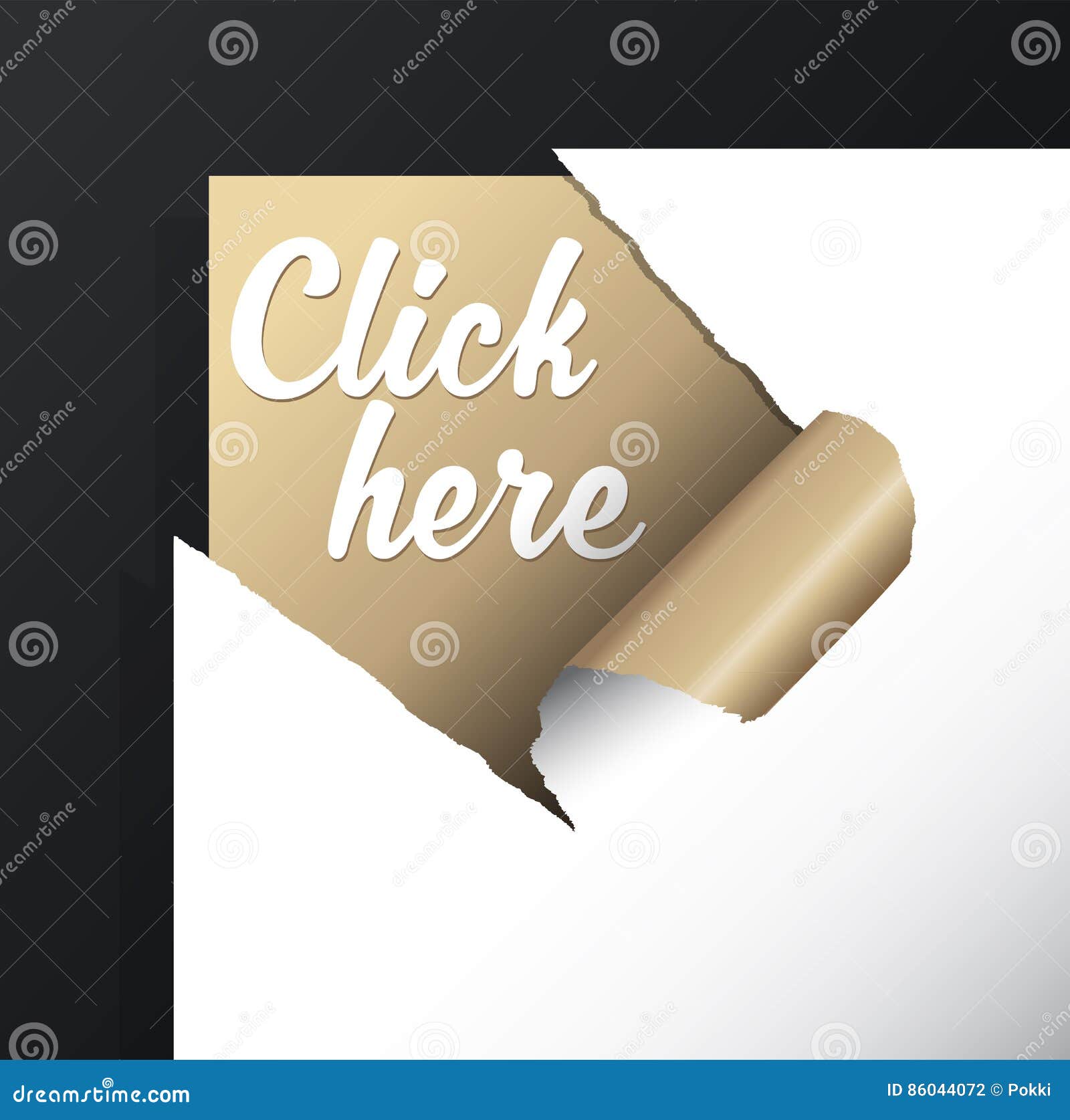`Click Here` Text Uncovered from Torn Paper Corner. Stock Vector ...