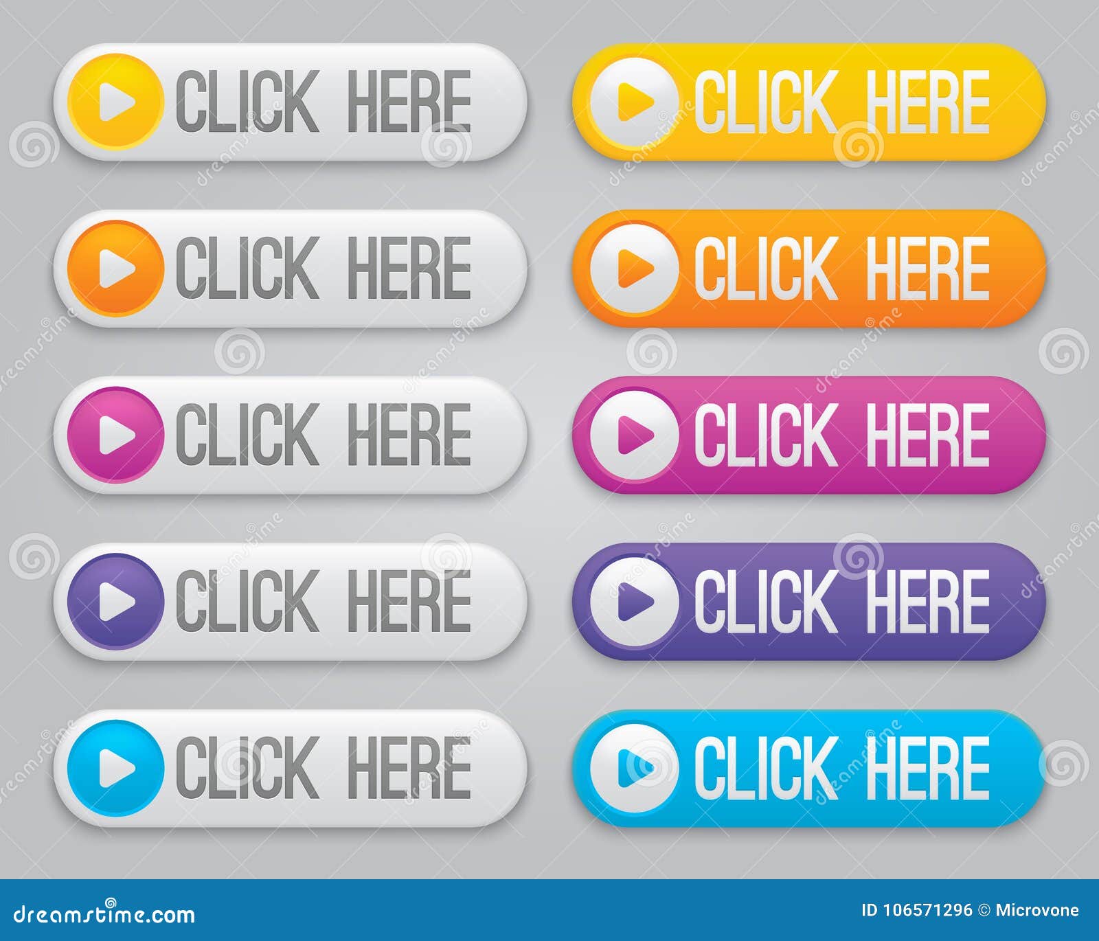 Click Here Vector Buttons Collection. Internet Clicking Button Icons ...