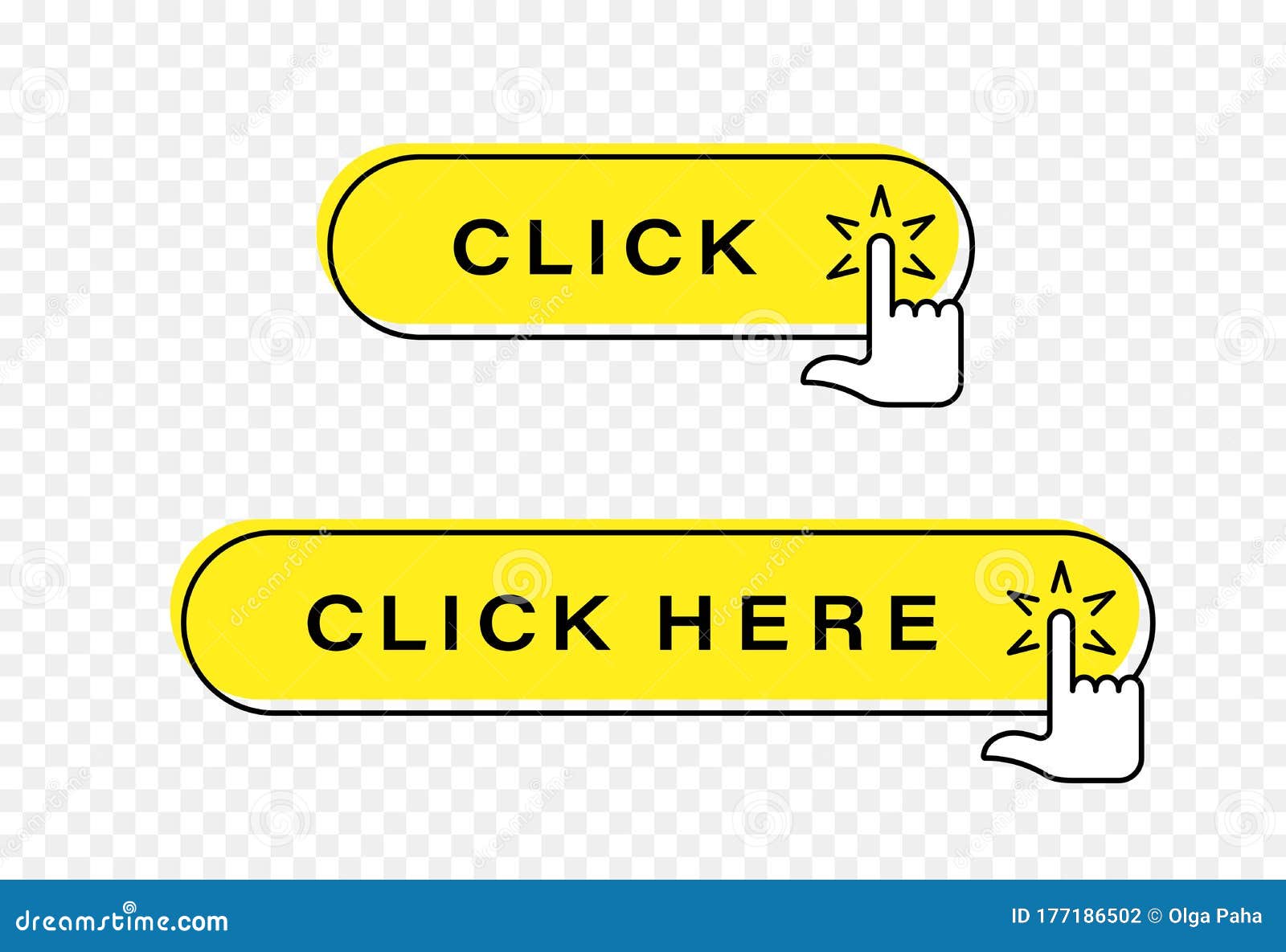 Click here 3 stock vector. Illustration of isolated - 177186502