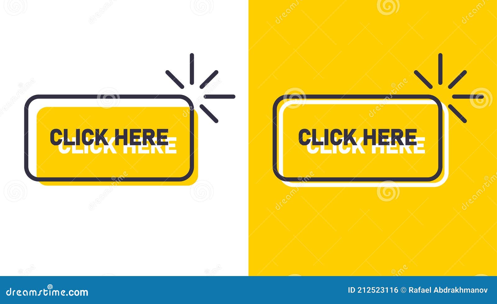 Click Here. Yellow Rounded Shape Button with Black Stroke Stock Vector ...