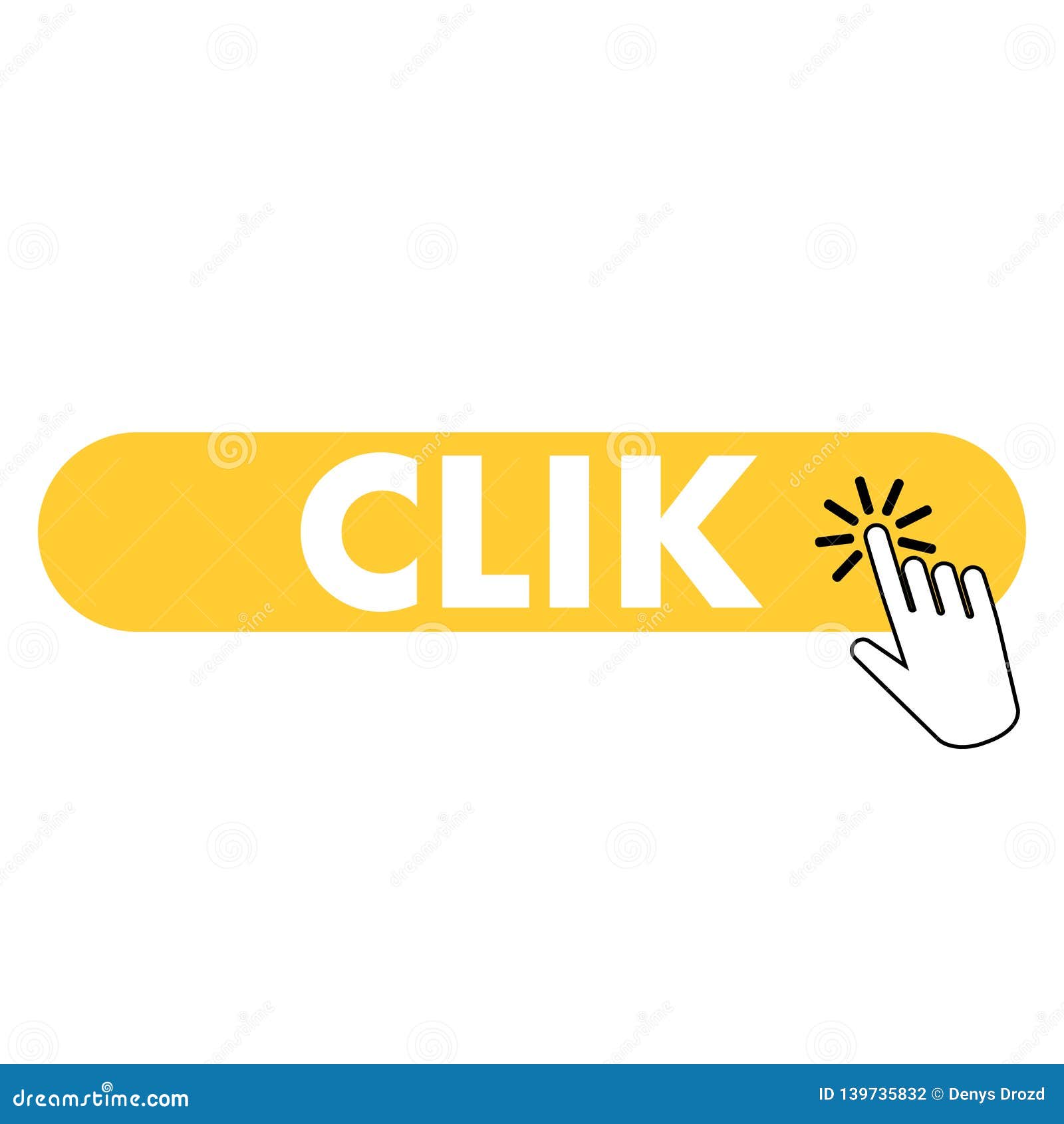 Click Icon Button with Hand Clicking on it, Isolated Vector for Website ...