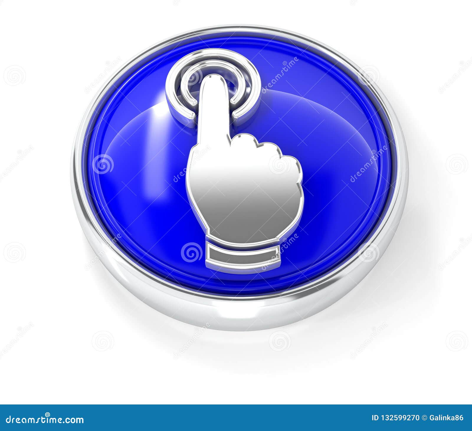 Click Icon on Glossy Blue Round Button Stock Illustration ...