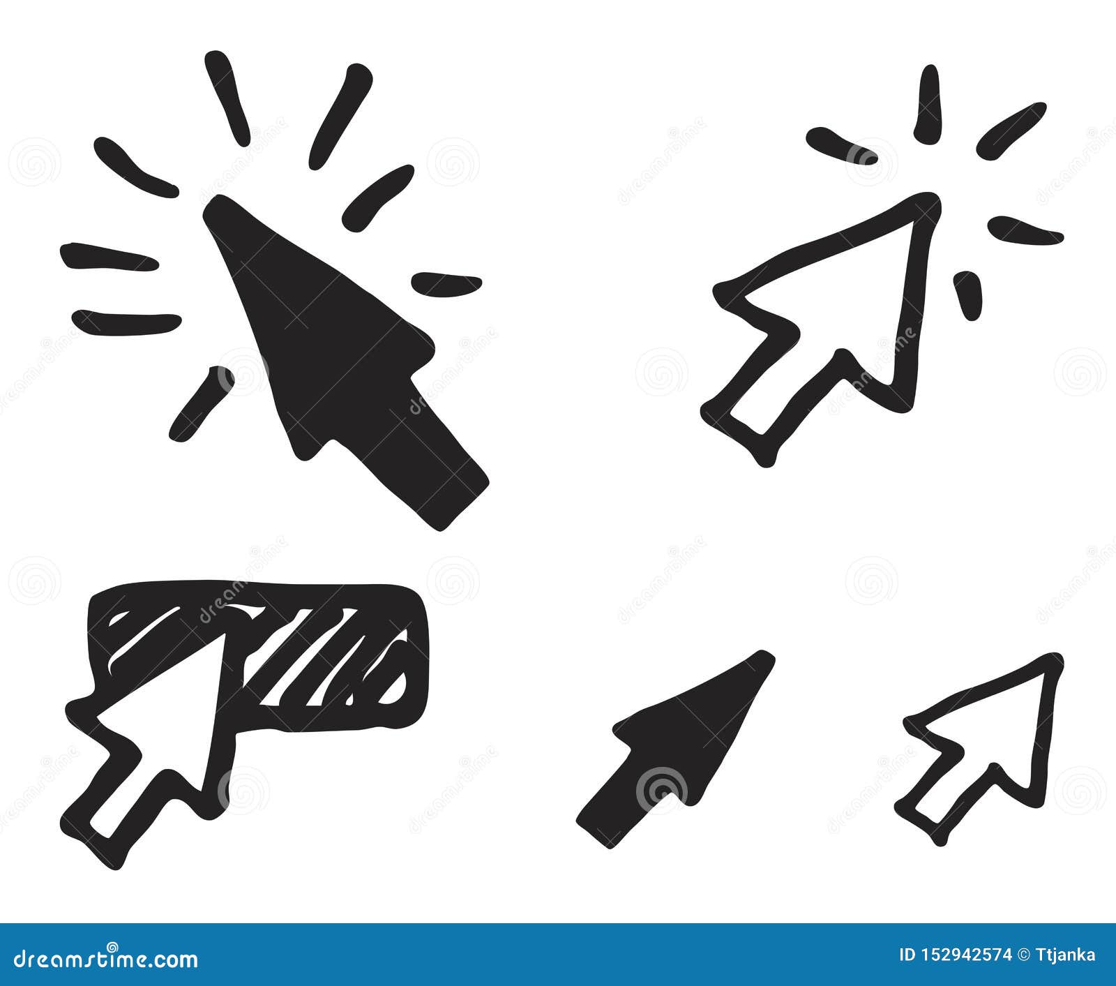 Click icon in sketch style stock vector. Illustration of hand - 152942574