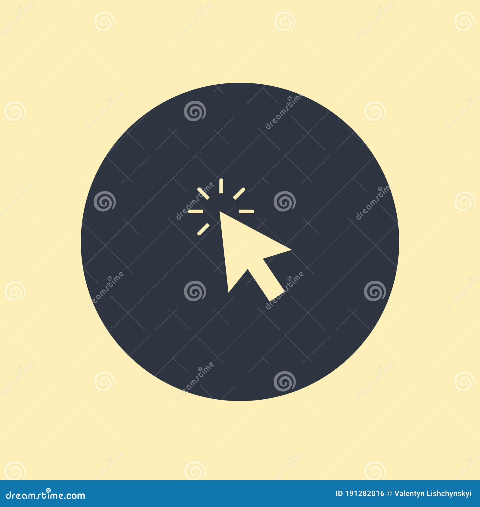 Click Icon. Vector Symbol on Round Background Stock Vector ...