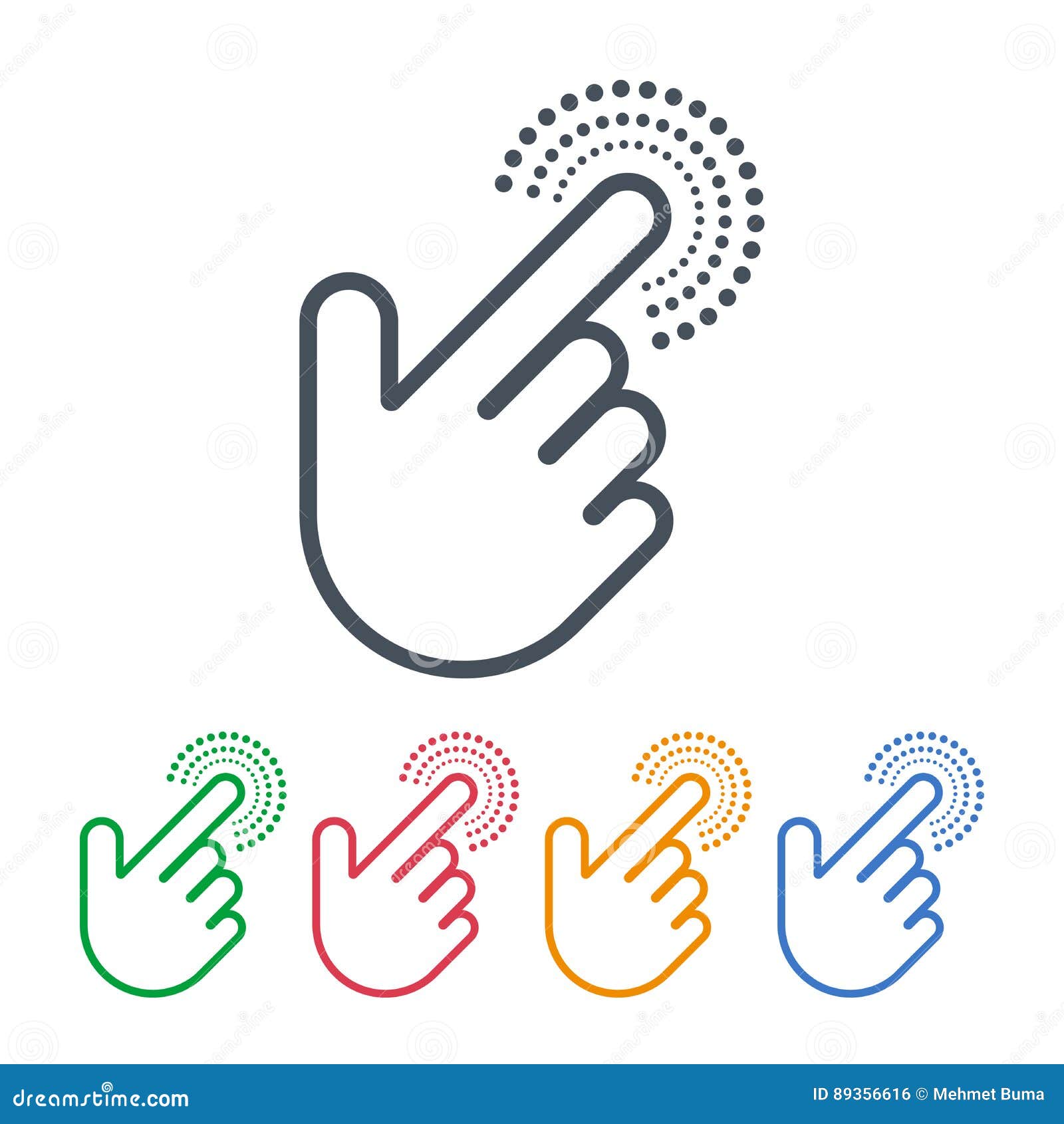Click Icons With Hand Cursors Design. Pointer Symbols. Vector ...