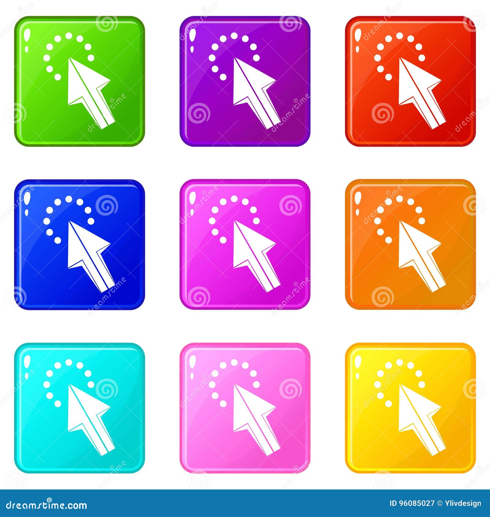 Click icons 9 set stock vector. Illustration of cursor - 96085027