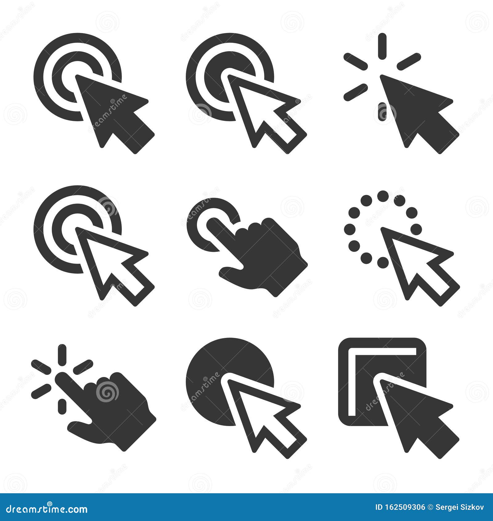 Click Icons Set on White Background. Vector Stock Vector - Illustration ...