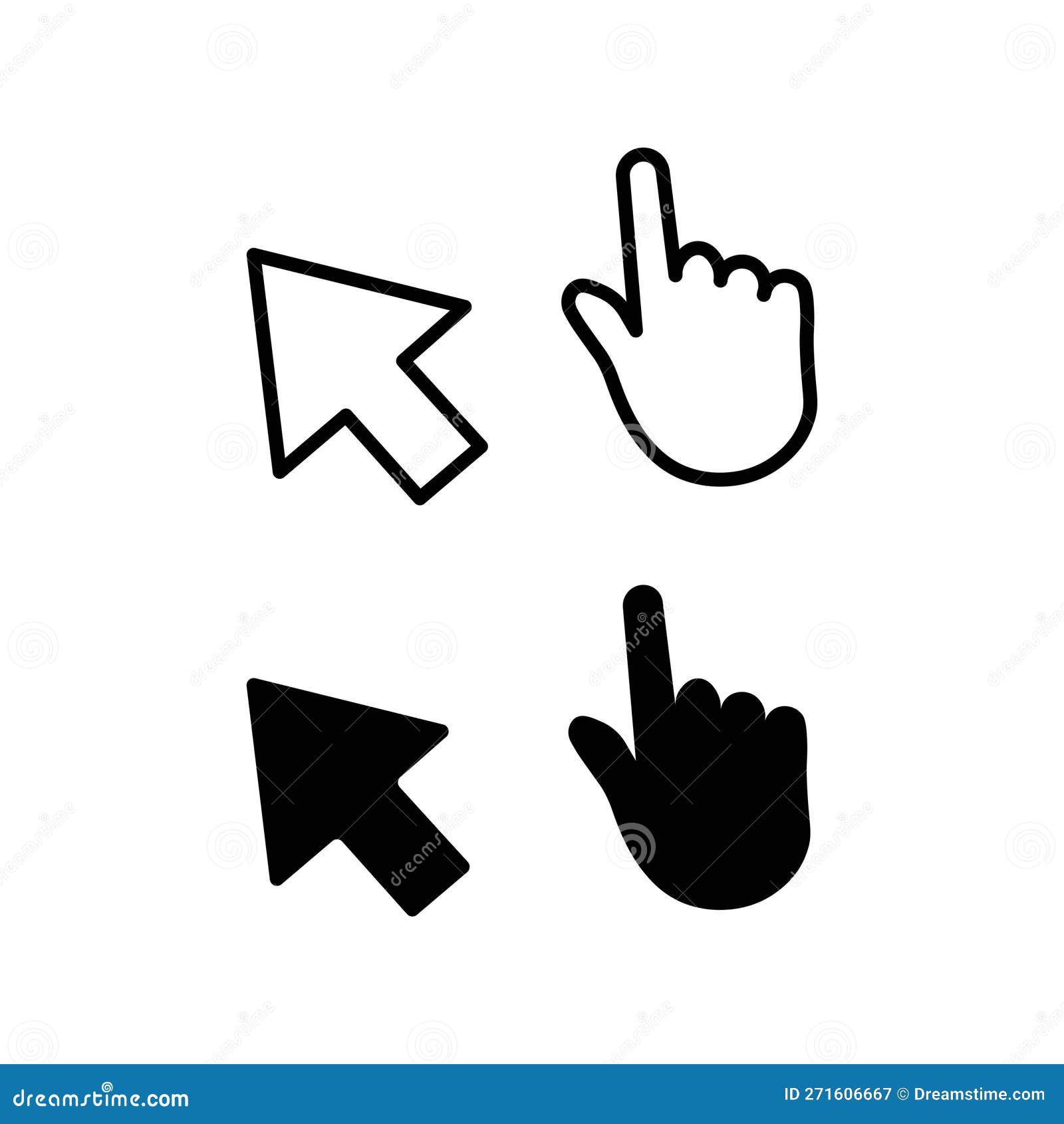 Click Icons Set on White Background. Vector Stock Vector - Illustration ...