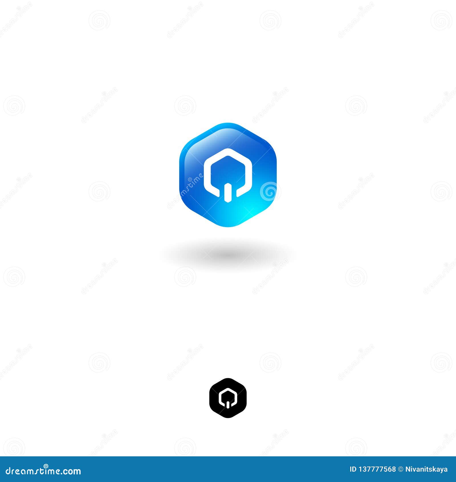 Click Internet Icon. Switch on Symbol in Blue Hexagon Glossy Button ...