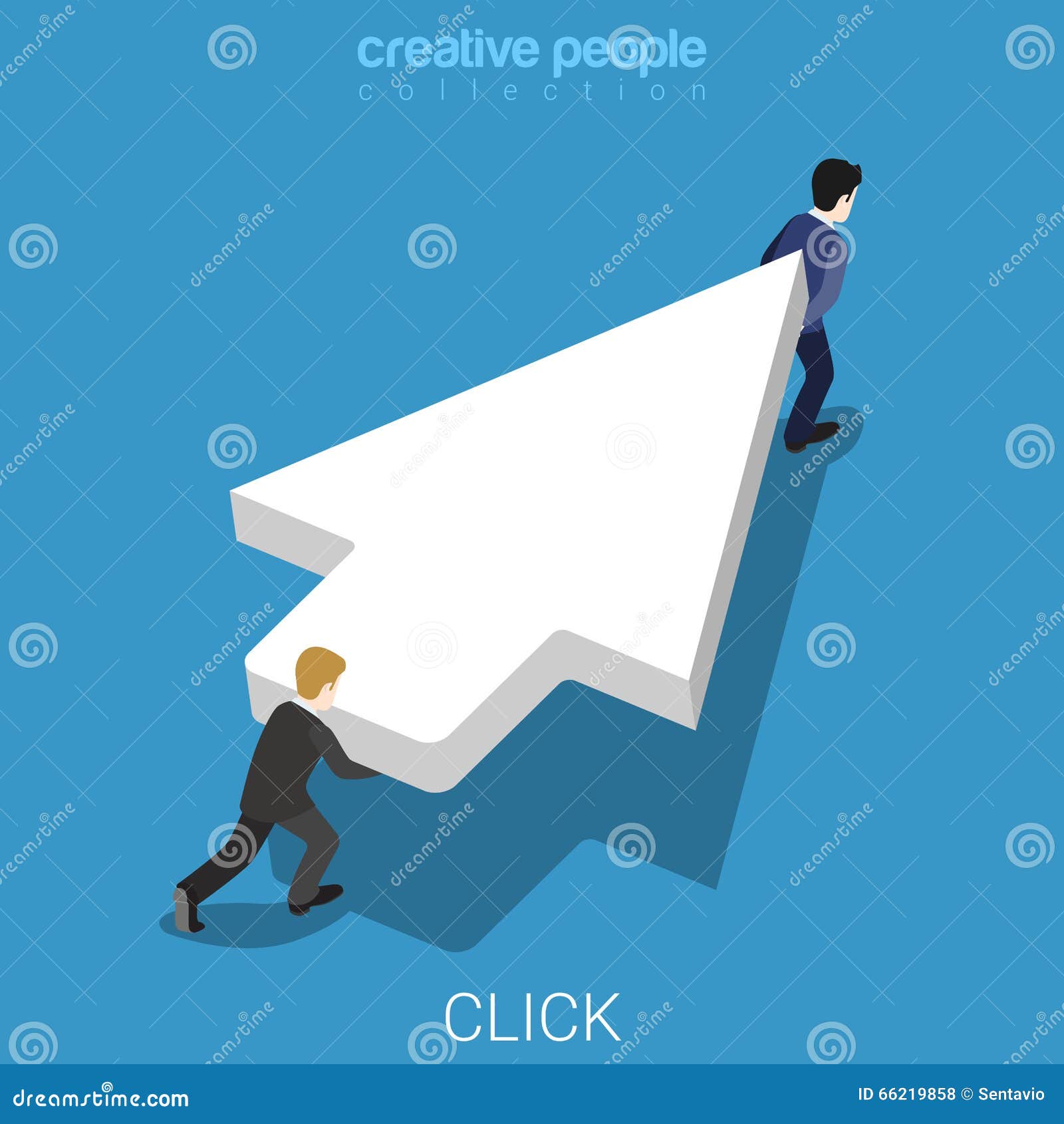 Click Internet Marketing Advertisement Flat 3d Isometric Vector Stock ...