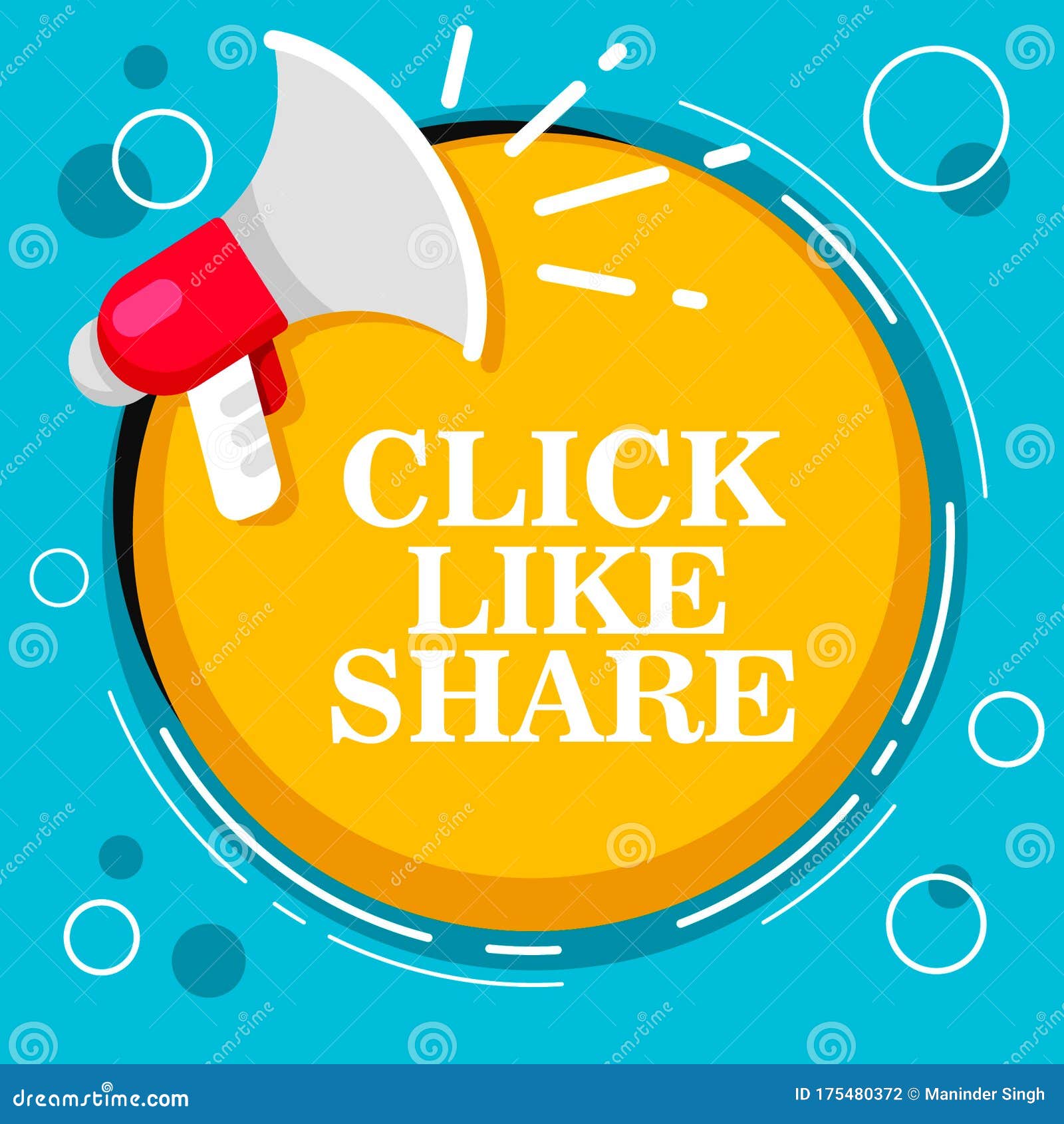 Click Like Share - Megaphone and Text. Stock Illustration ...