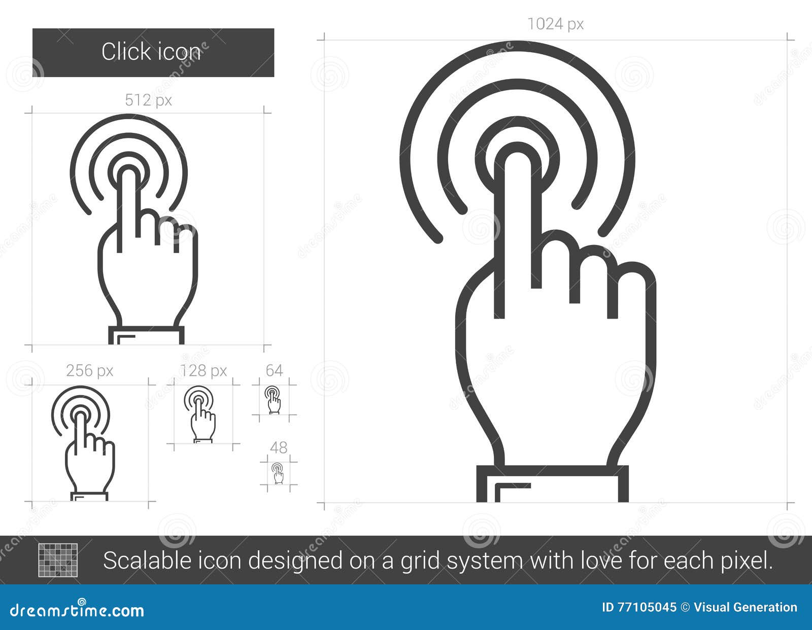 Click line icon. stock vector. Illustration of cursor - 77105045