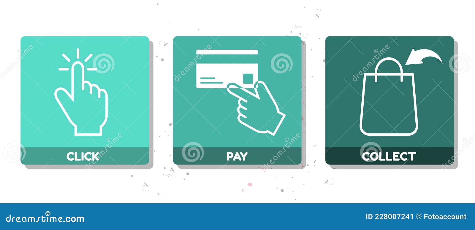 Click, Pay and Collect Concept Icons - Vector Illustrations Isolated on ...