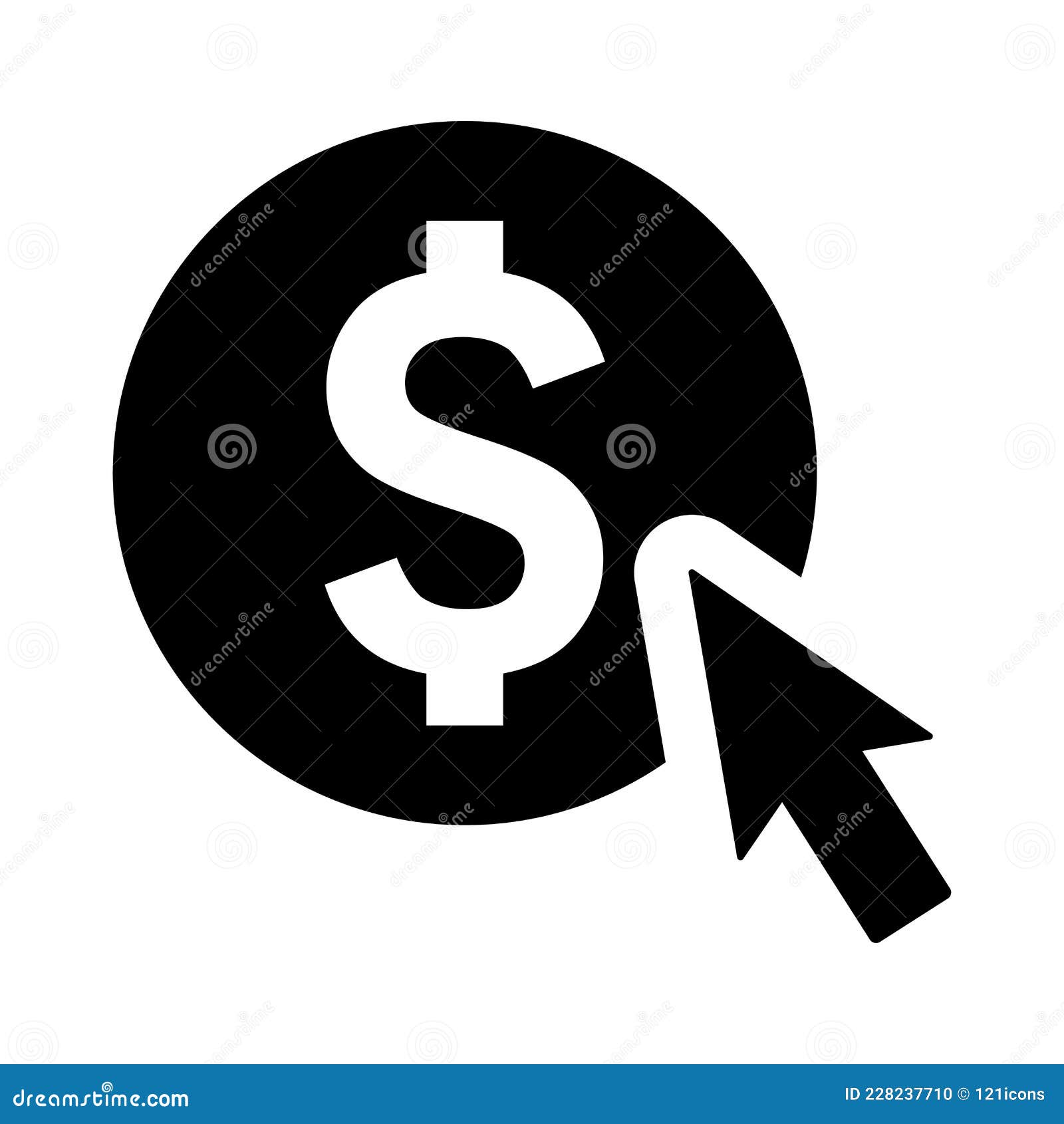 Click, Payment Icon. Black Vector Graphics Stock Vector - Illustration ...