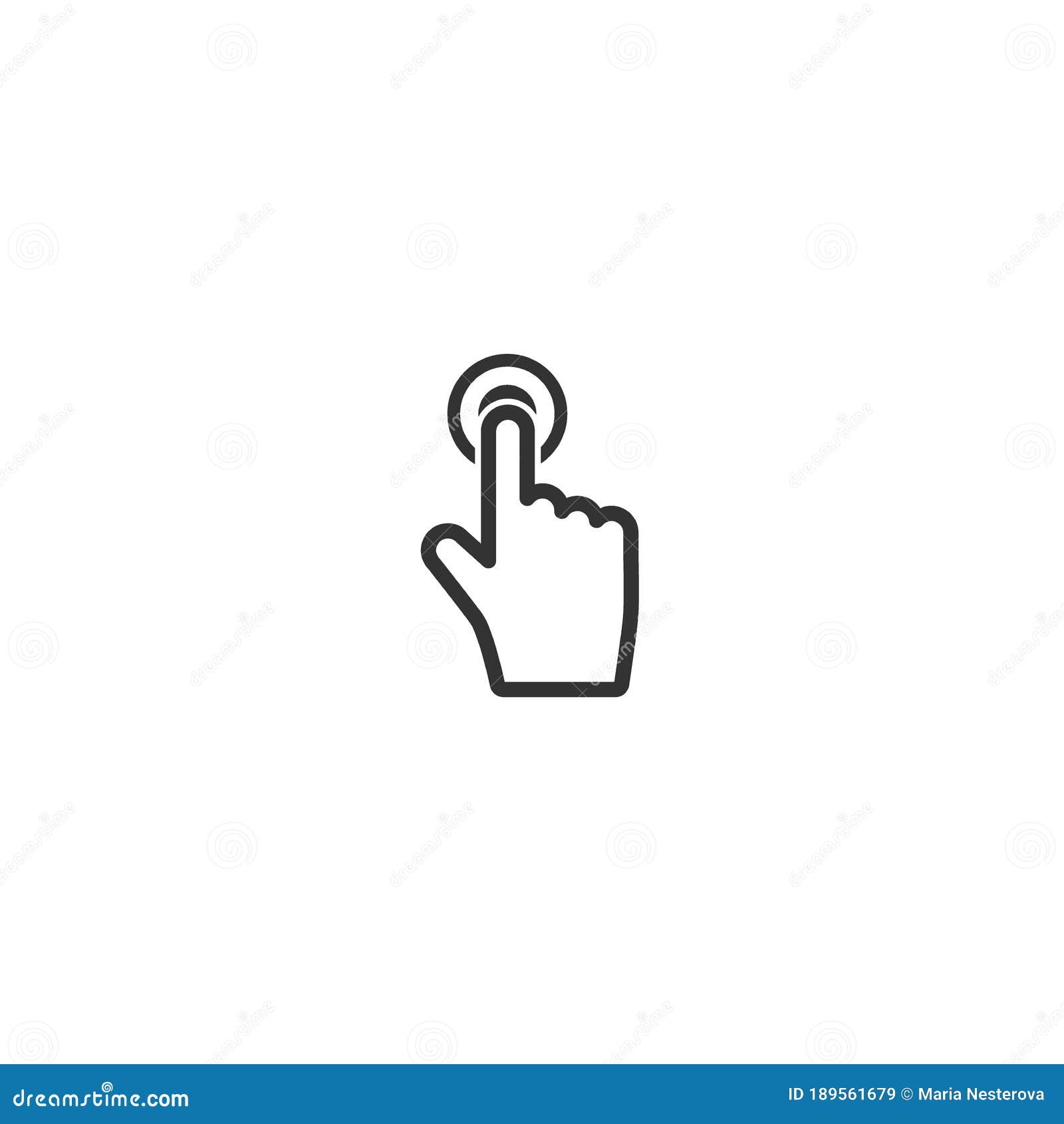 Click or Push the Button Pictogram. Black Pointing Hand with Red Button ...