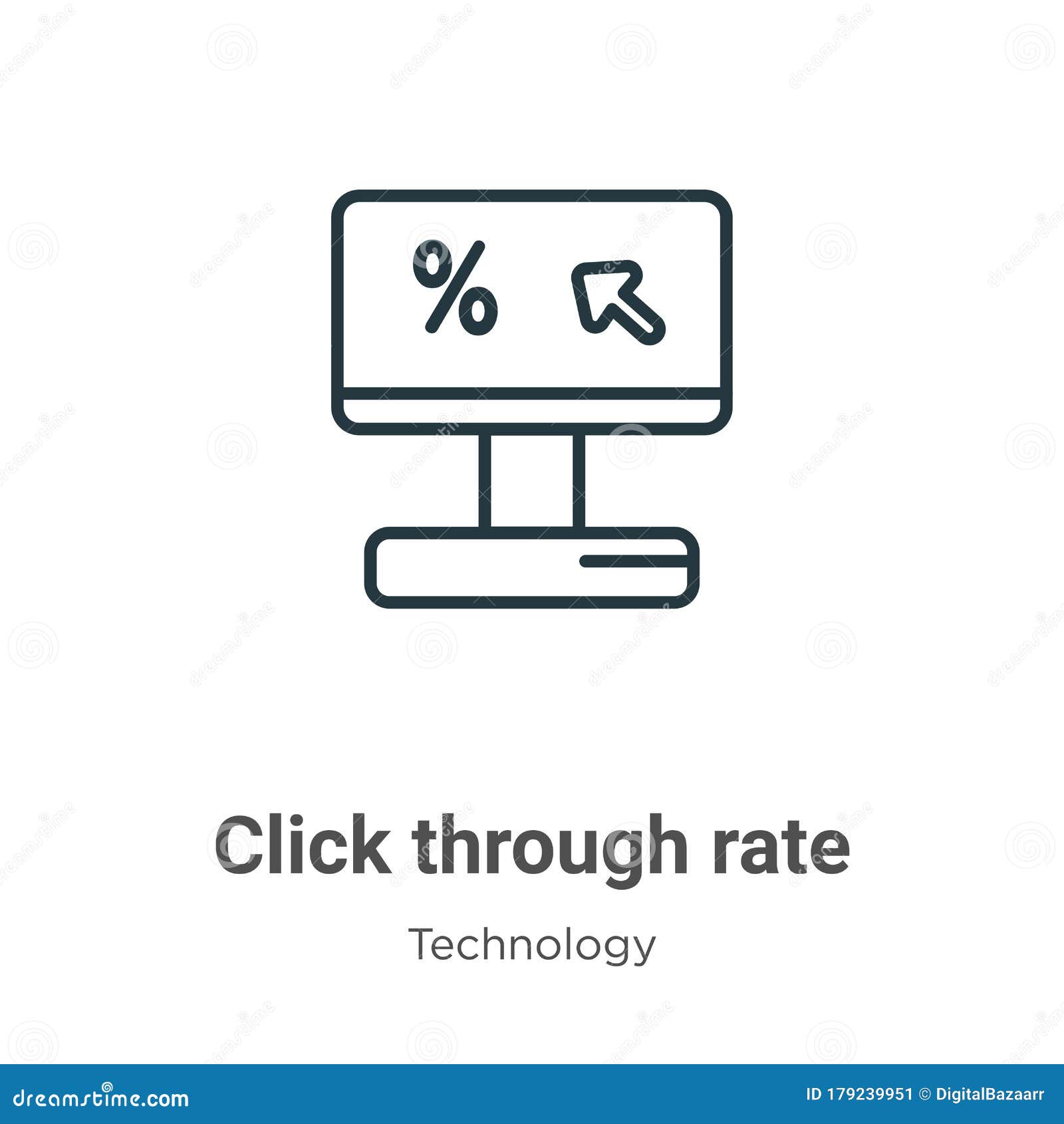 Click through Rate Outline Vector Icon. Thin Line Black Click through ...