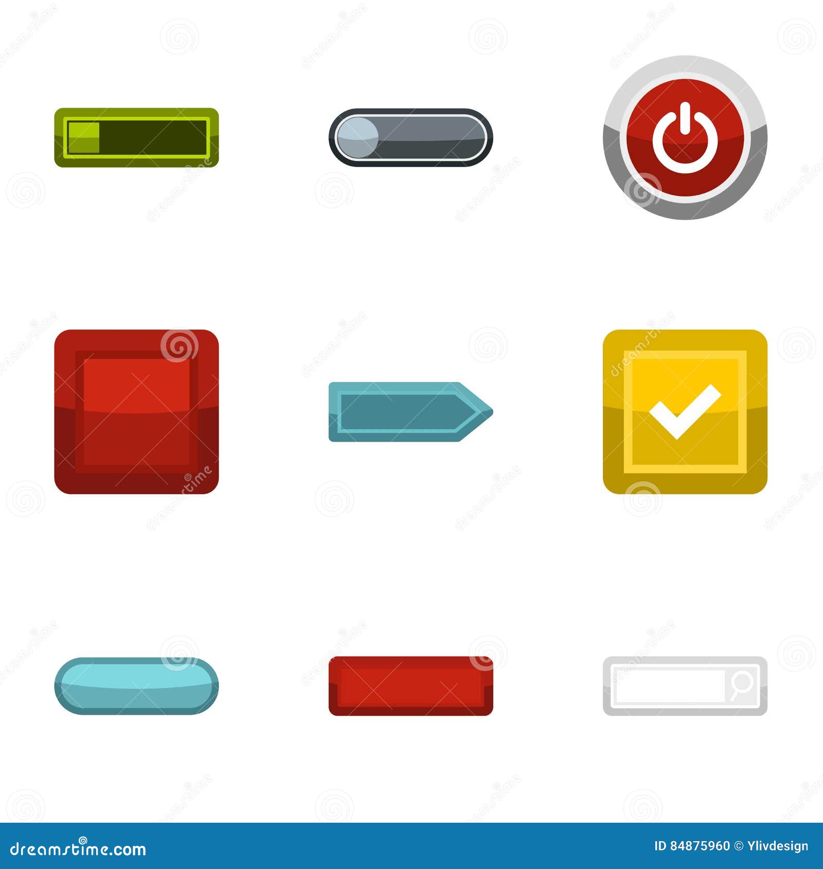 Click and Selection Icons Set, Flat Style Stock Vector - Illustration ...