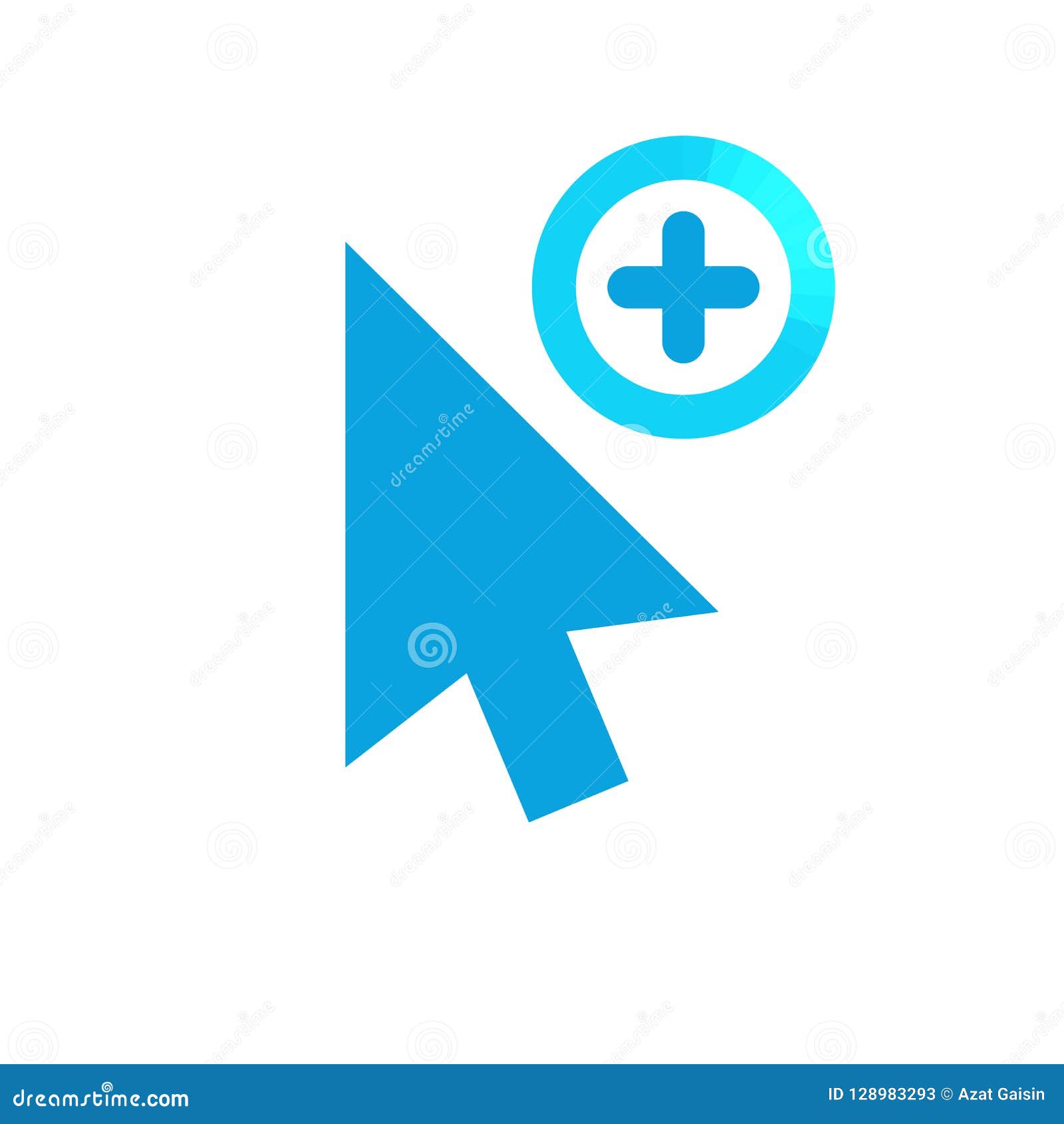 Click Vector Icon, Cursor Symbol with Add Sign. Cursor Arrow Icon and ...