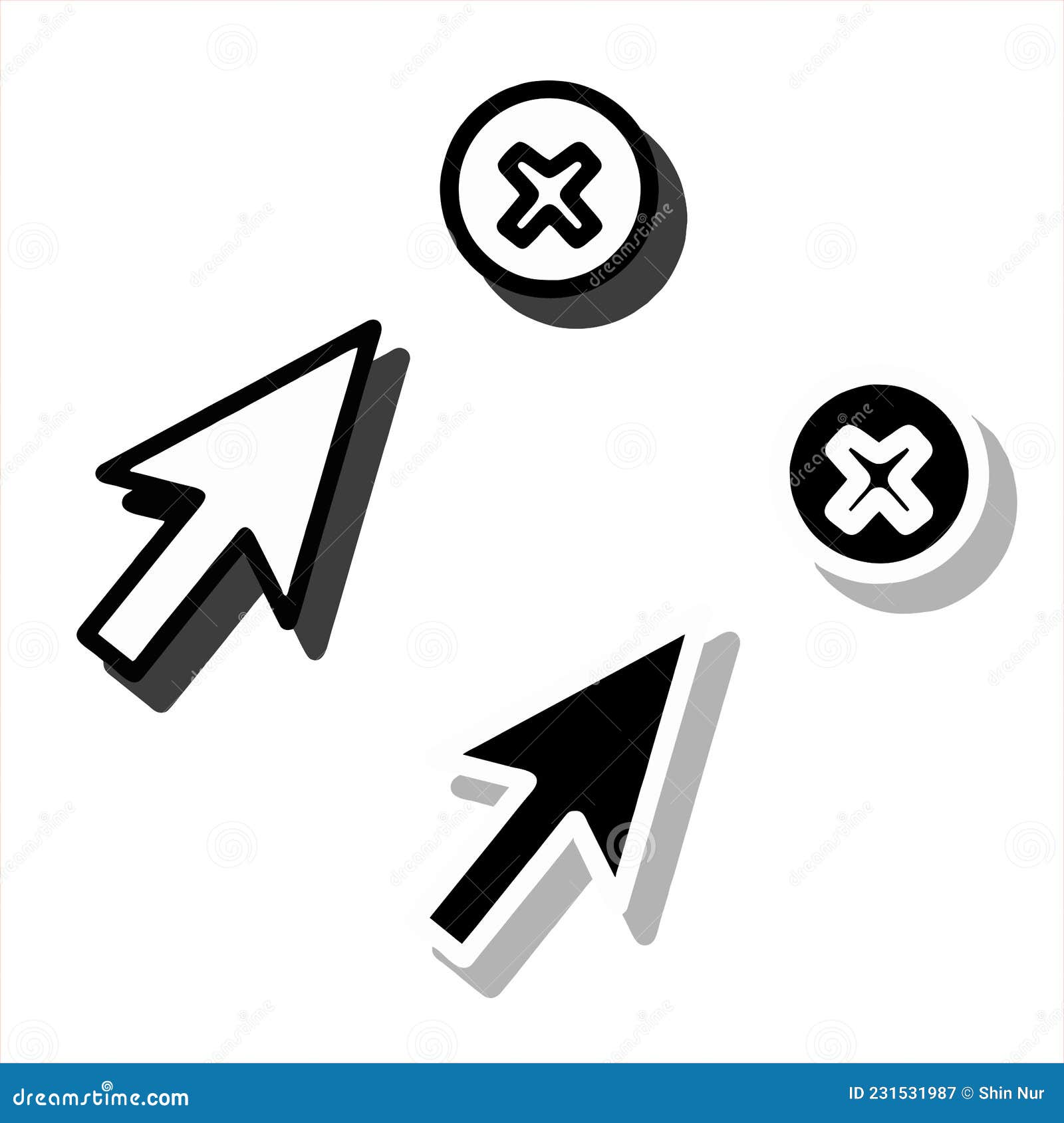 Click Vector Icon, Cursor Symbol with Cancel or Close Sign Stock Vector ...