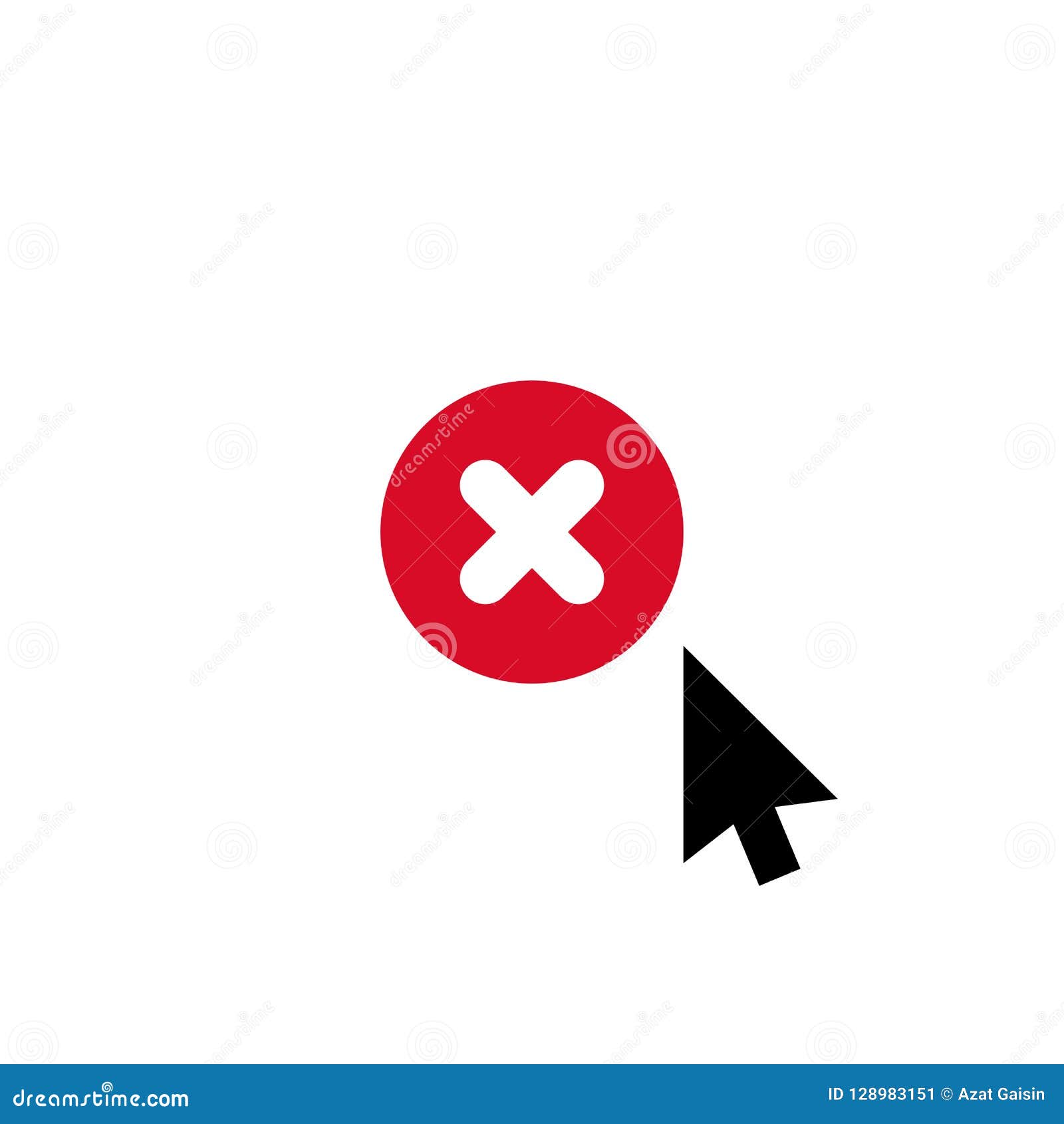 Click Vector Icon, Cursor Symbol with Cancel Sign. Cursor Arrow Icon ...