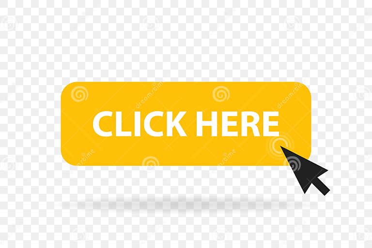 Click Web Button Template. Vector Yellow Bar, Computer Mouse Click Here Cursor Stock Vector ...