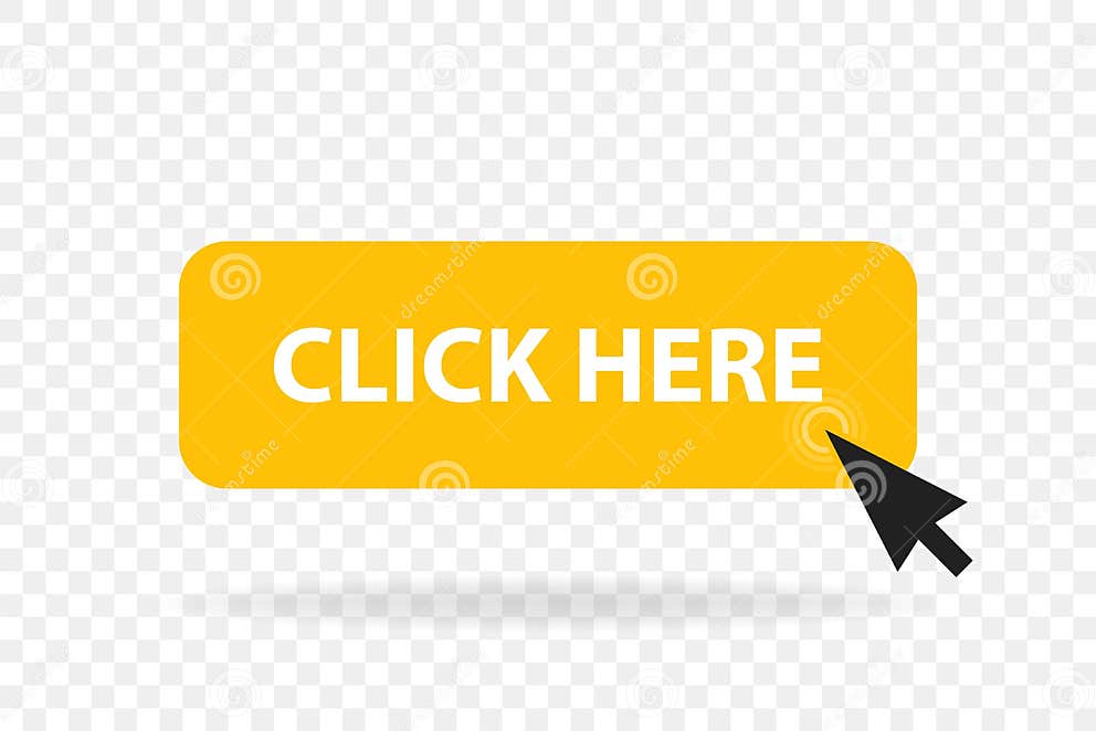 Click Web Button Template. Vector Yellow Bar, Computer Mouse Click Here ...