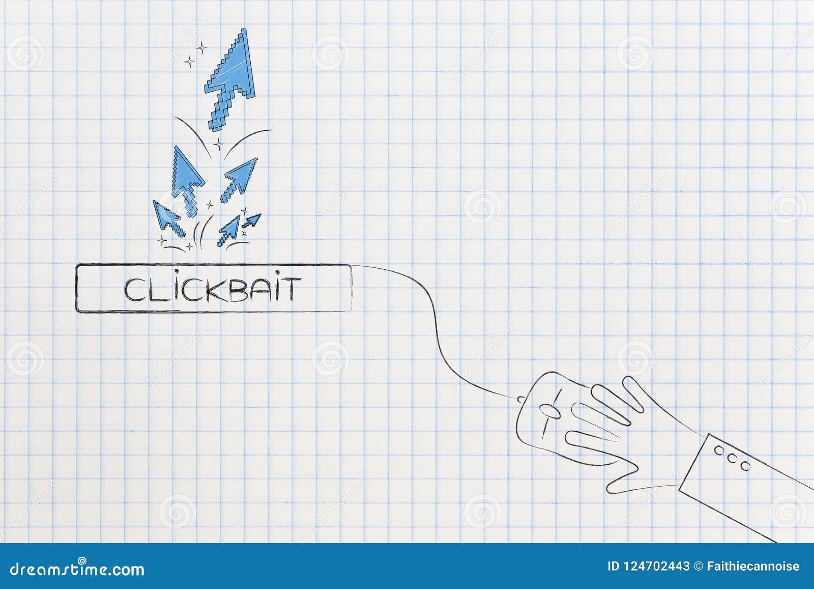 Clickbait Button with Group of Mouse Pointer Clicks Coming from Stock ...