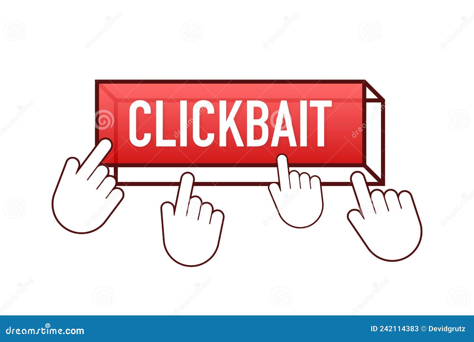 Clickbait Red Button. Hand Click Icon Symbol. Cursor Arrows, Push ... Clickbait Red Button. Hand Click Icon Symbol. Cursor Arrows, Push ...