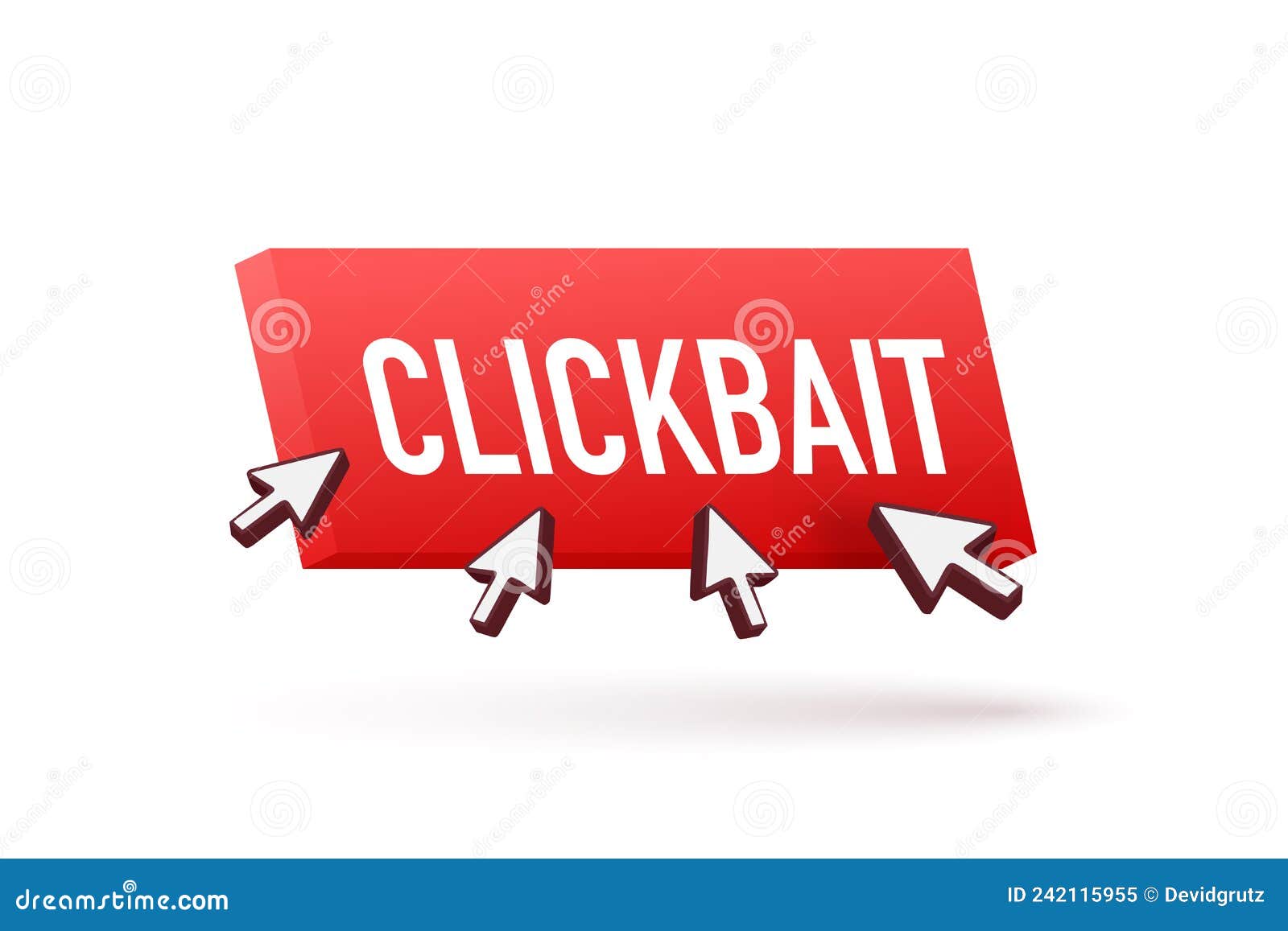 Clickbait Red Button. Hand Click Icon Symbol. Cursor Arrows, Push ...