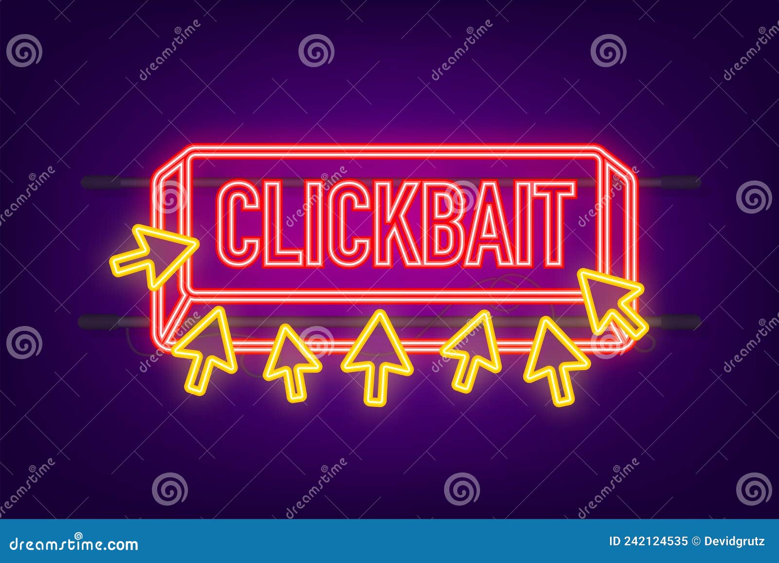 Clickbait Red Button. Hand Click Neon Icon Symbol. Cursor Arrows, Push ... Clickbait Red Button. Hand Click Neon Icon Symbol. Cursor Arrows, Push ...