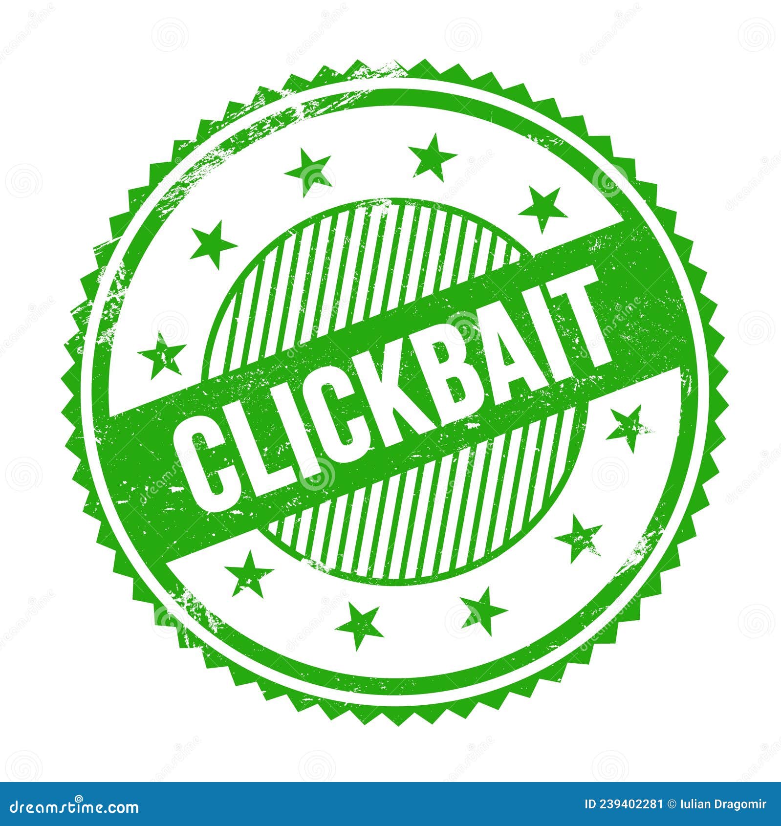 CLICKBAIT Text Written on Green Grungy Round Stamp Stock Illustration ...