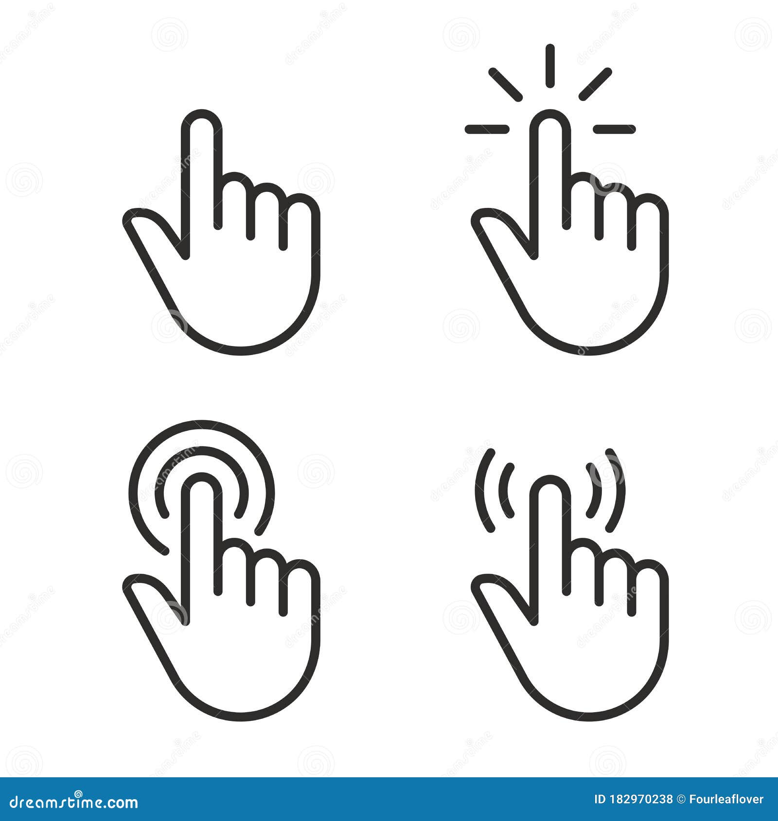 Hand Mouse Cursor Clicks The Tap To Play Button. Finger Pushing Button ...