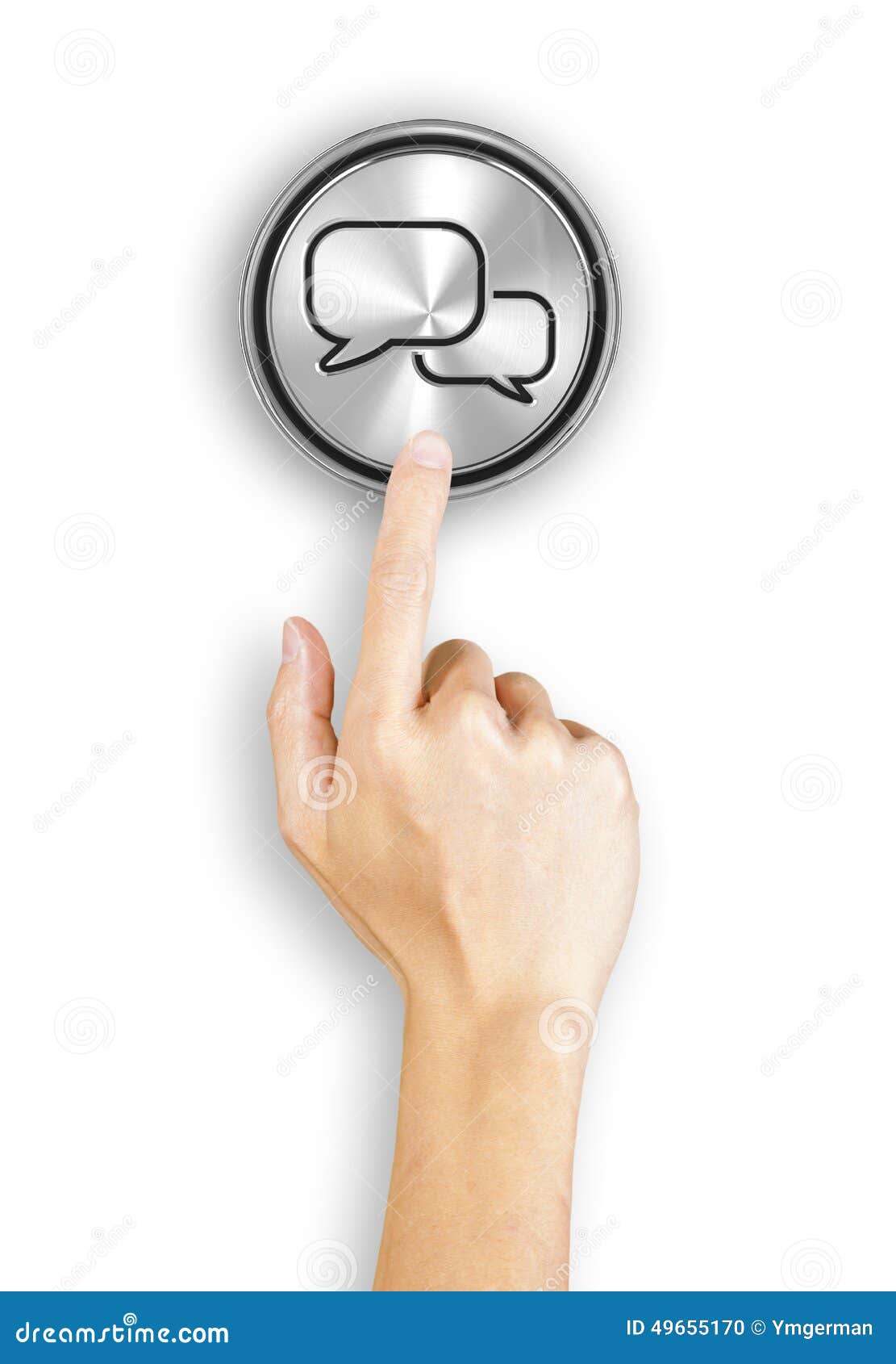 Clicking a chat button stock photo. Image of hand, computer - 49655170