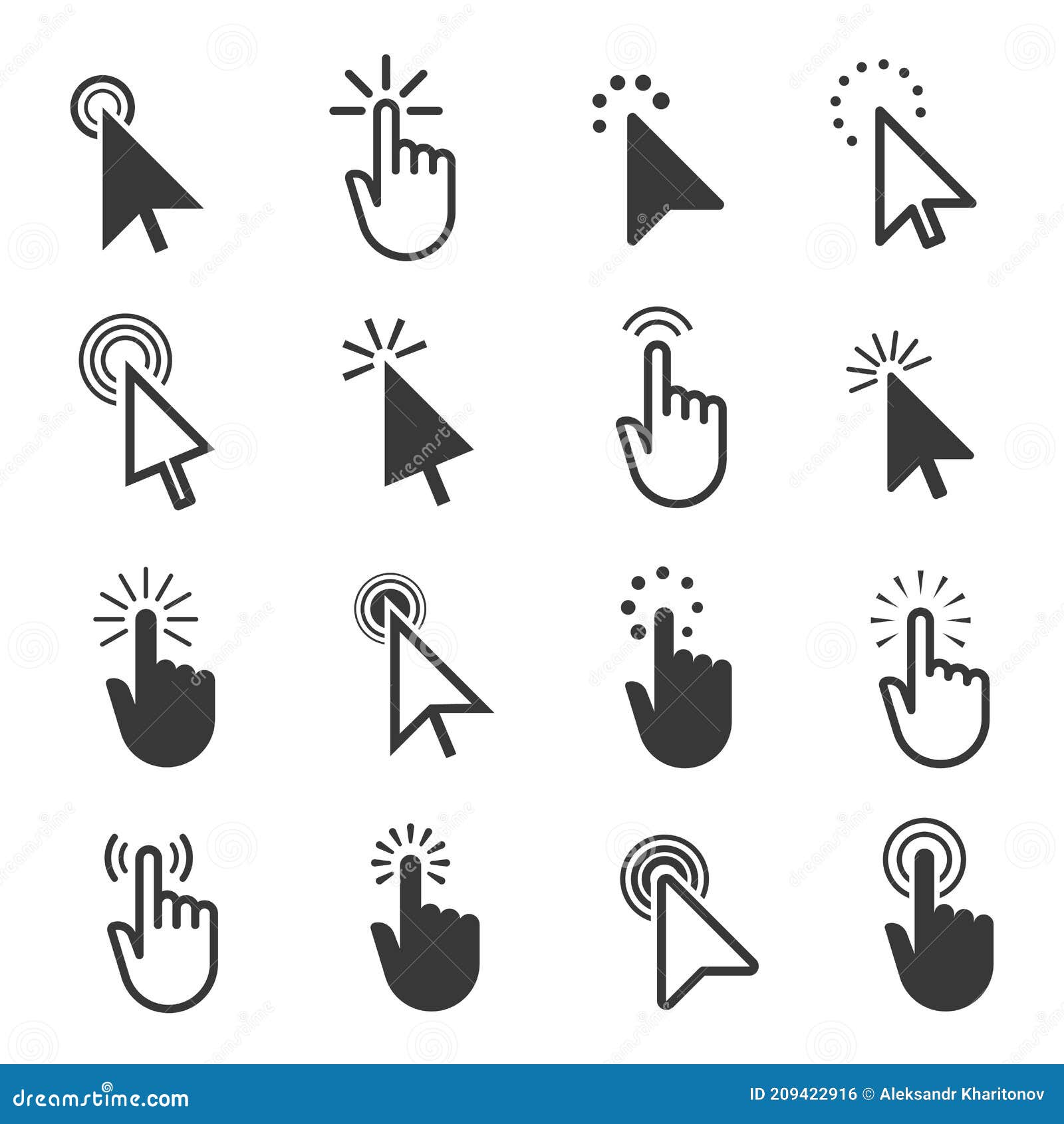 Clicking Mouse Cursors. Computer Finger Pointer, Arrow Click Cursor. Web Action And Choosing ...