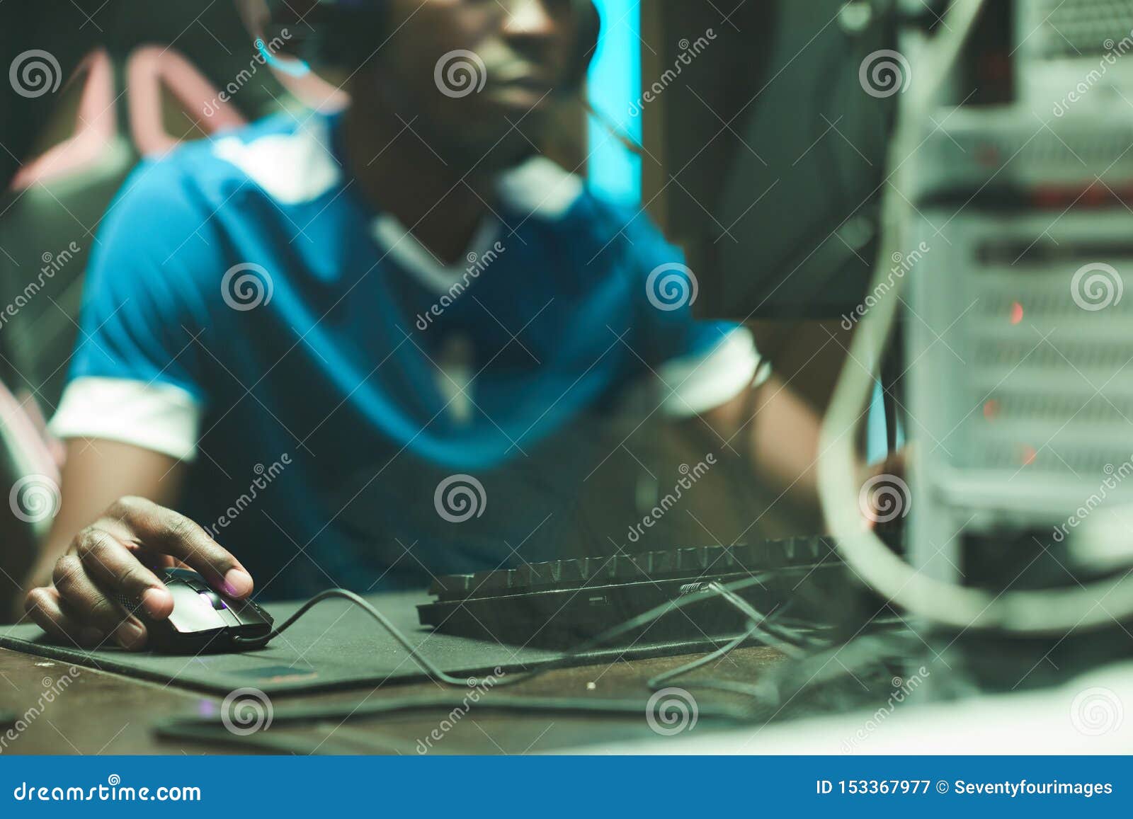 Clicking with Mouse while Shooting in Computer Game Stock Image - Image ...