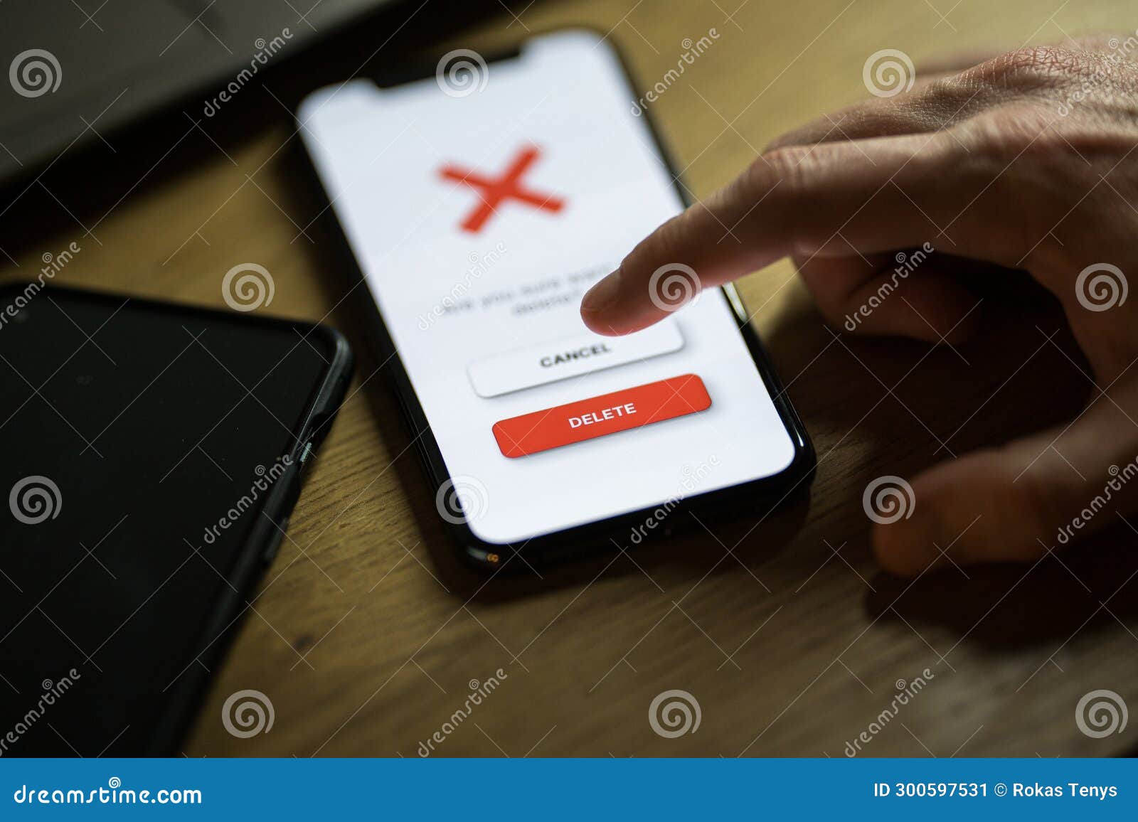 Clicking on Red Delete Button on Smartphone App Stock Illustration ...