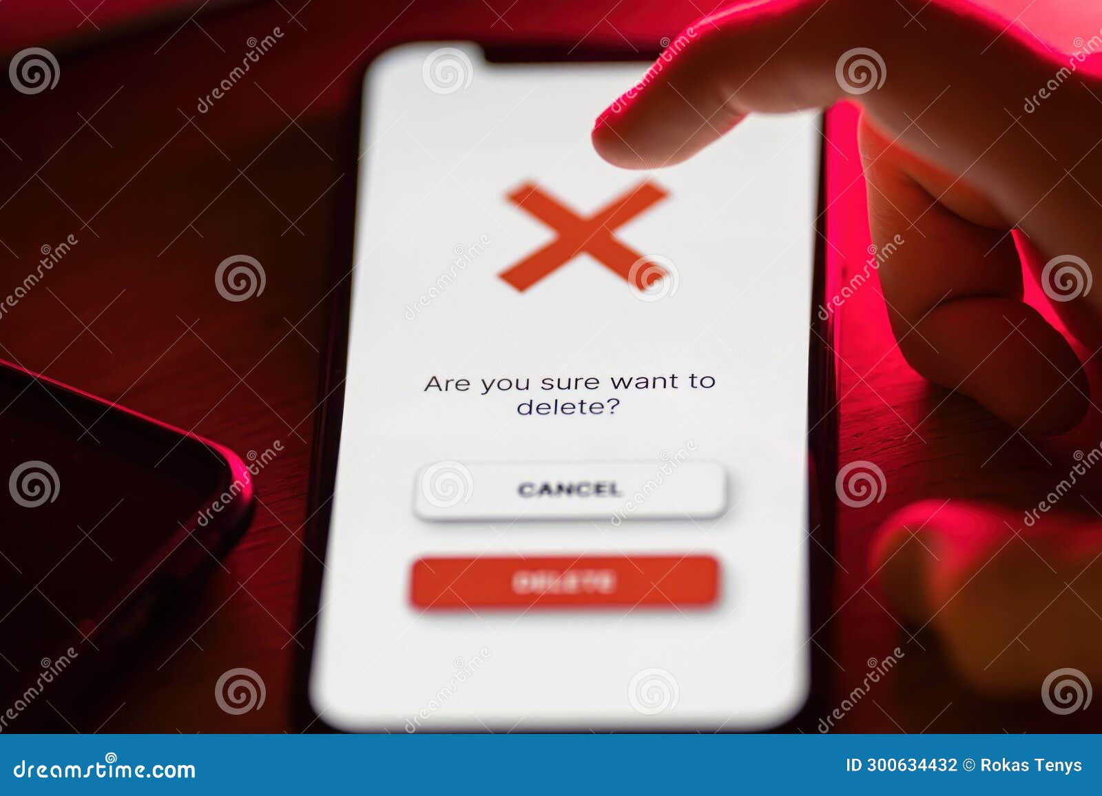 Clicking on Red Delete Button on Smartphone App Stock Photo - Image of ... Clicking on Red Delete Button on Smartphone App Stock Photo - Image of ...