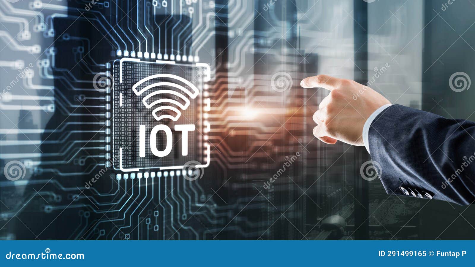 Clicking on the Virtual Screen Internet of Things IOT Concept. Electric ...