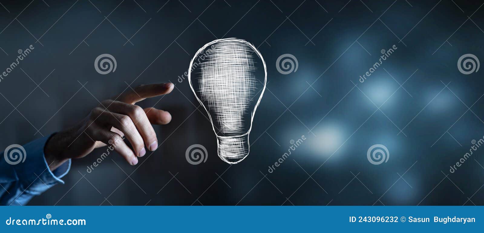 Clicks on the Drawn Light Bulb Stock Photo - Image of button, solution ...