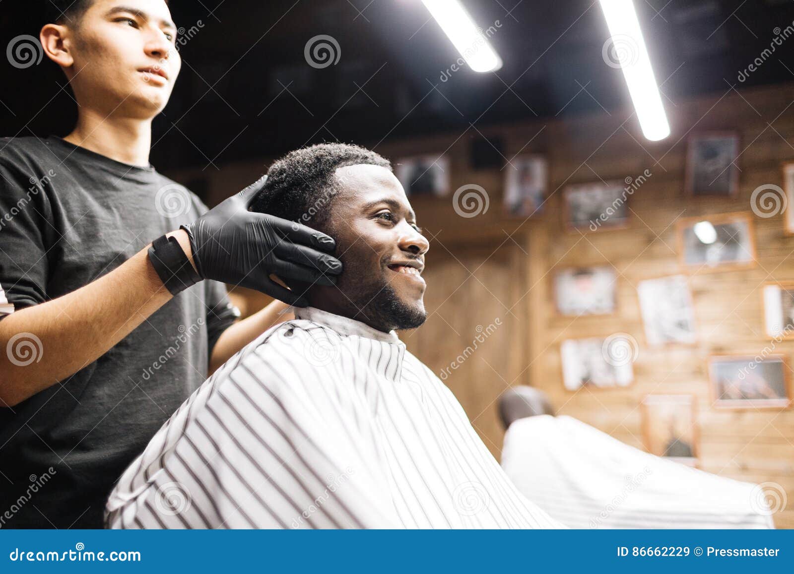 Client in barbershop stock image. Image of grooming, cloth - 86662229