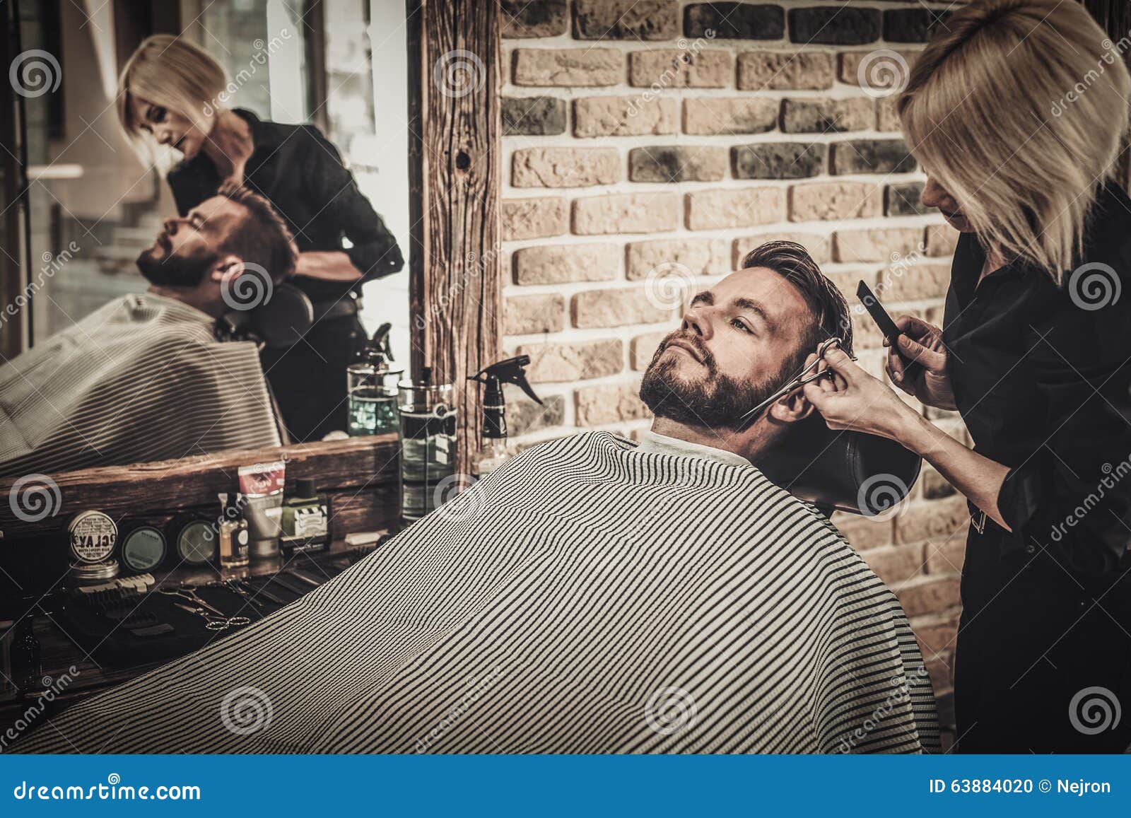 Client during Beard and Moustache Grooming Stock Photo - Image of blade ...