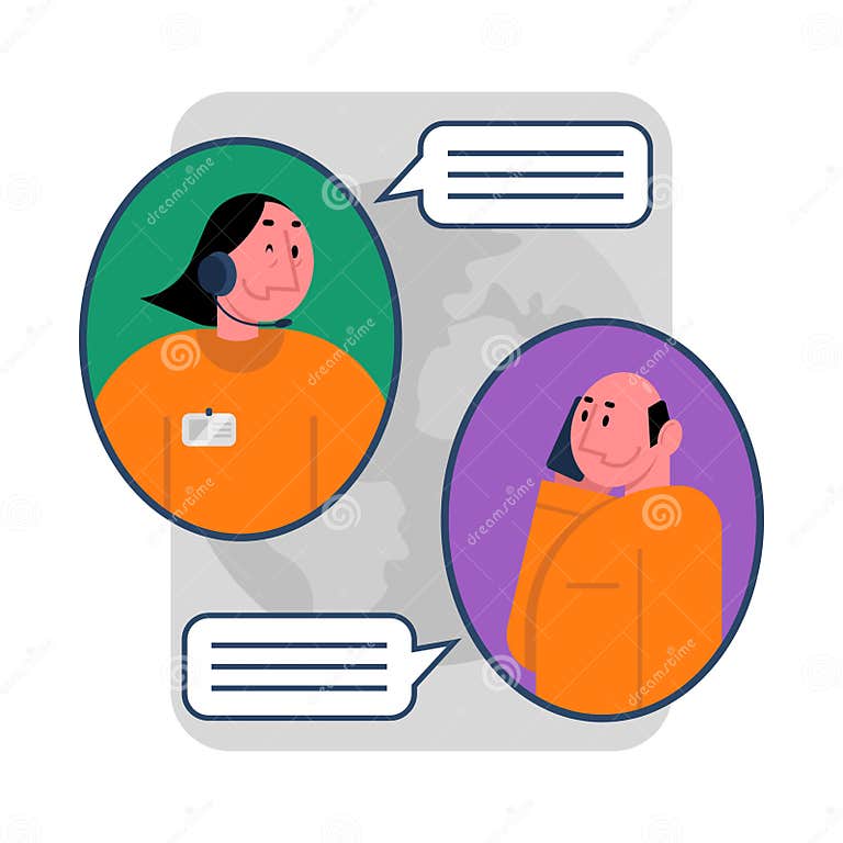 Client Calling To Support Line and Talking with Worker. Hotline ...