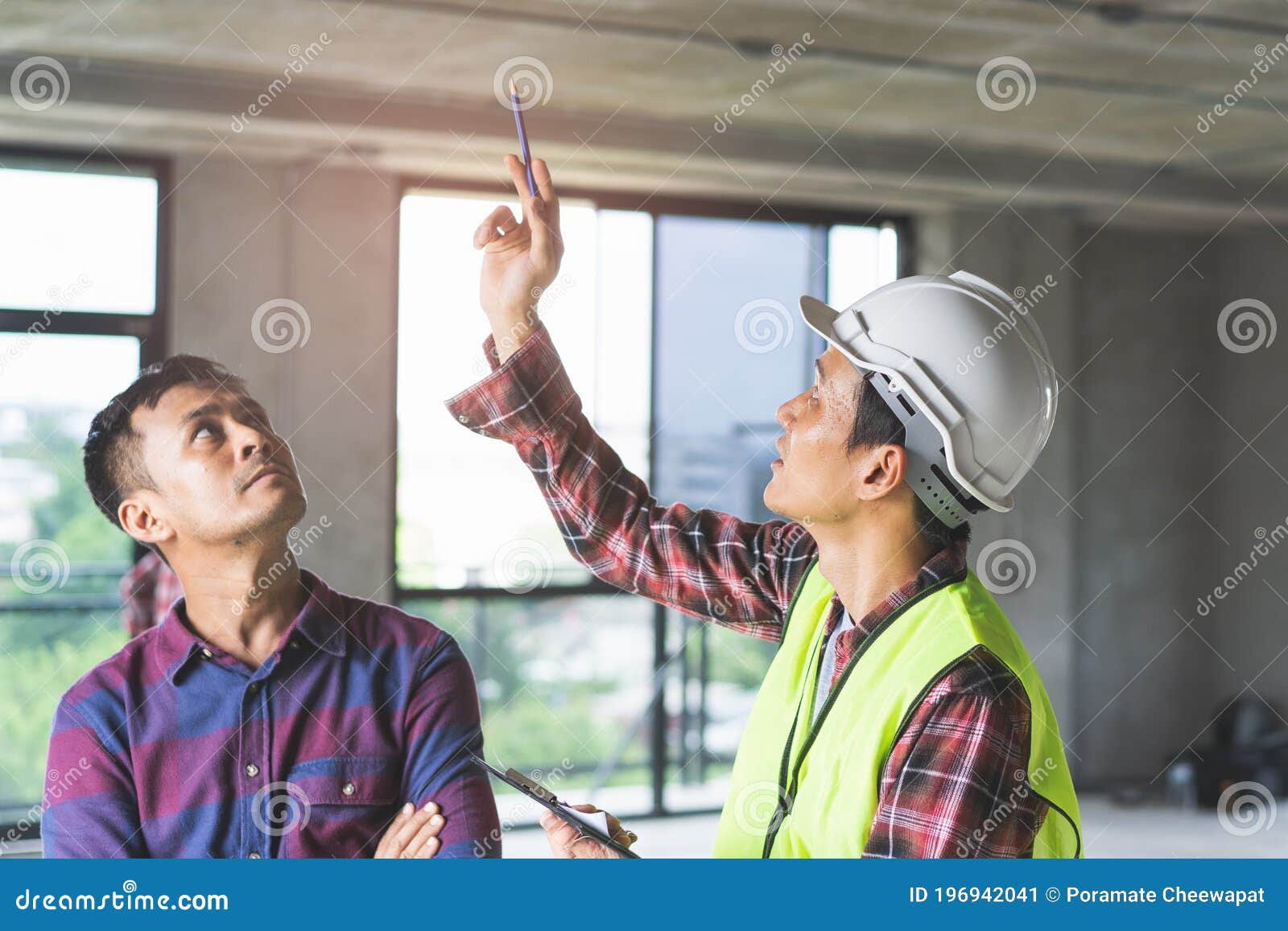 Client and Contractor Discussing Plan To Renovation House Stock Image ...