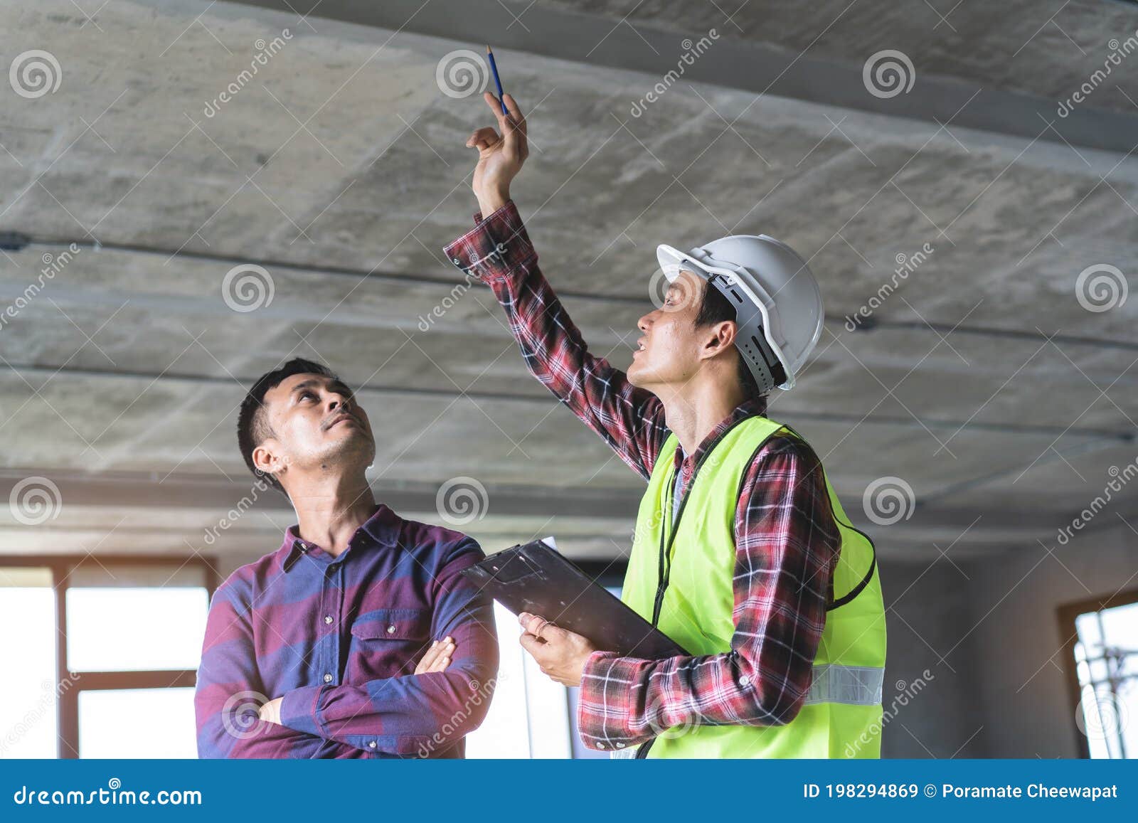 Client and Contractor Discussing Plan To Renovation House Stock Image ...
