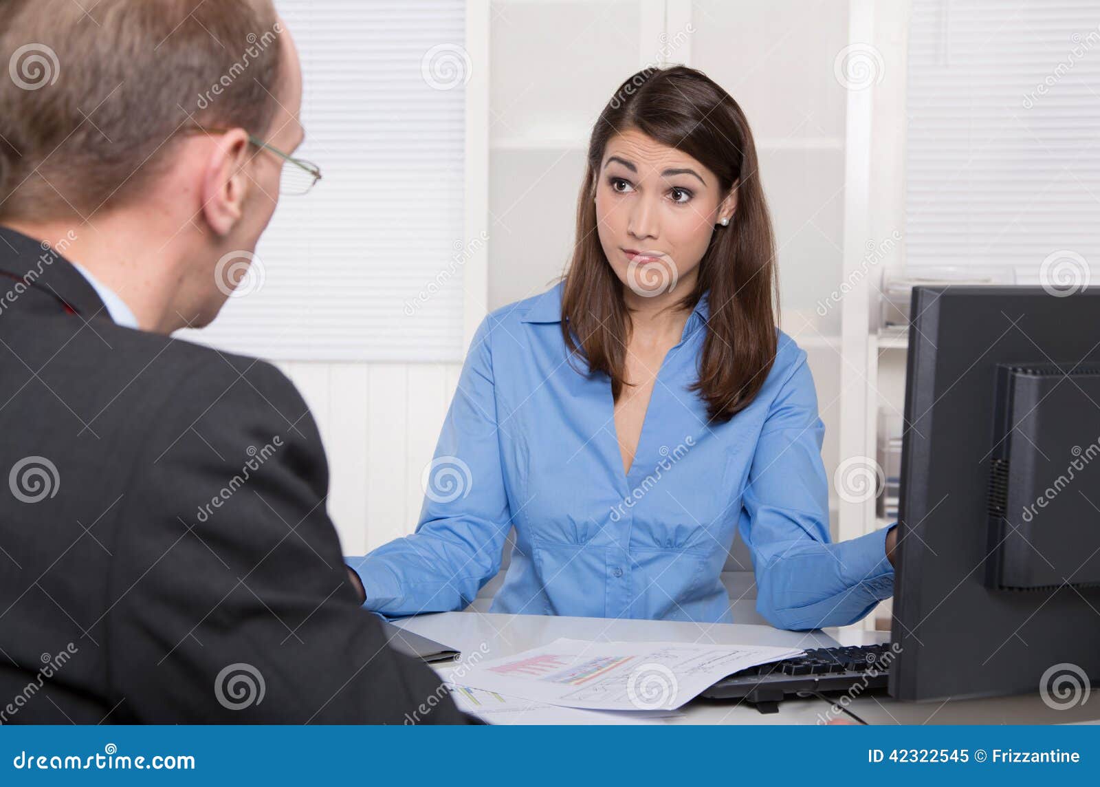 Client and Customer Sitting at Desk or Communication Concept for Stock ...