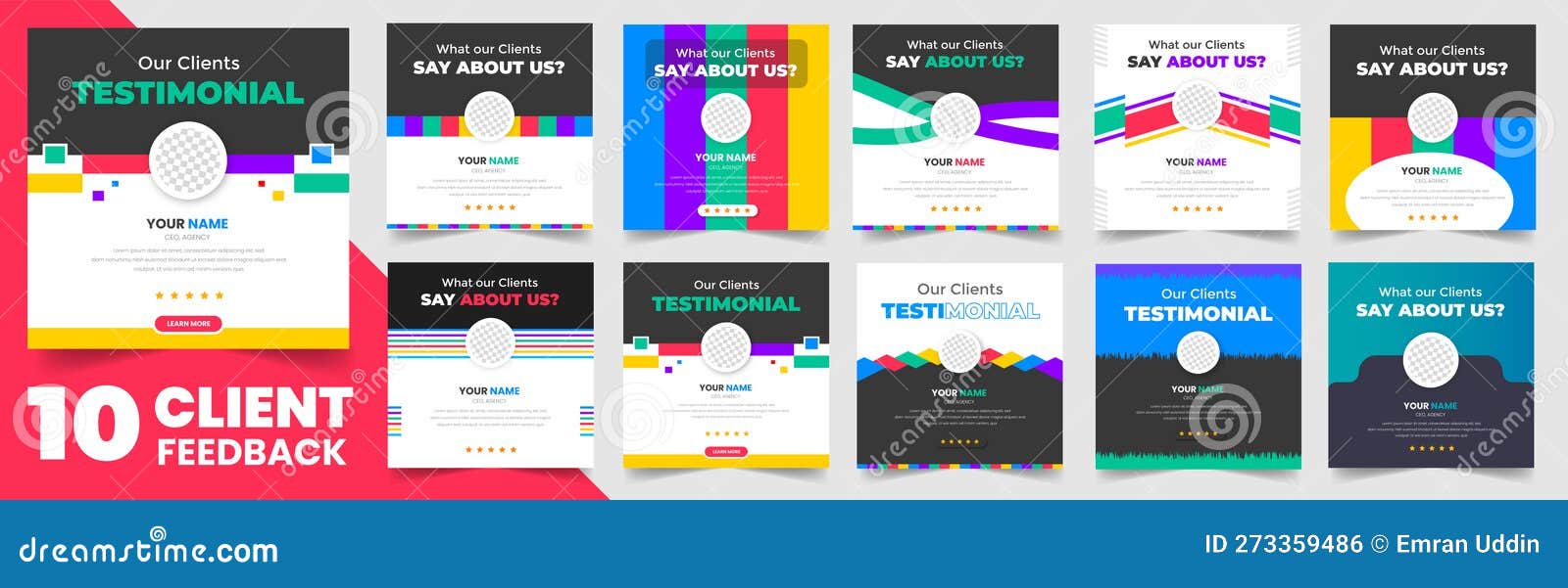 Client Feedback Social Media Post Banner Set. Customer Feedback ...