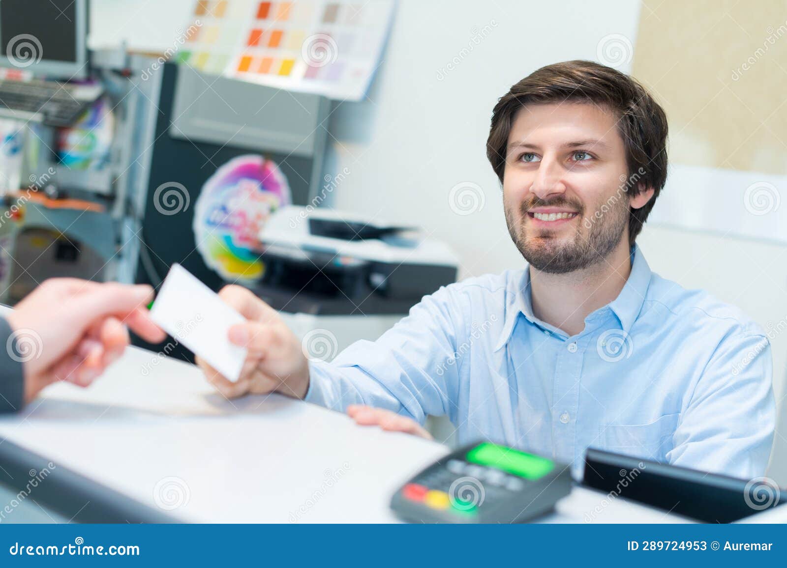 Client Giving Card As Mode Payment Stock Image - Image of cmyk ...